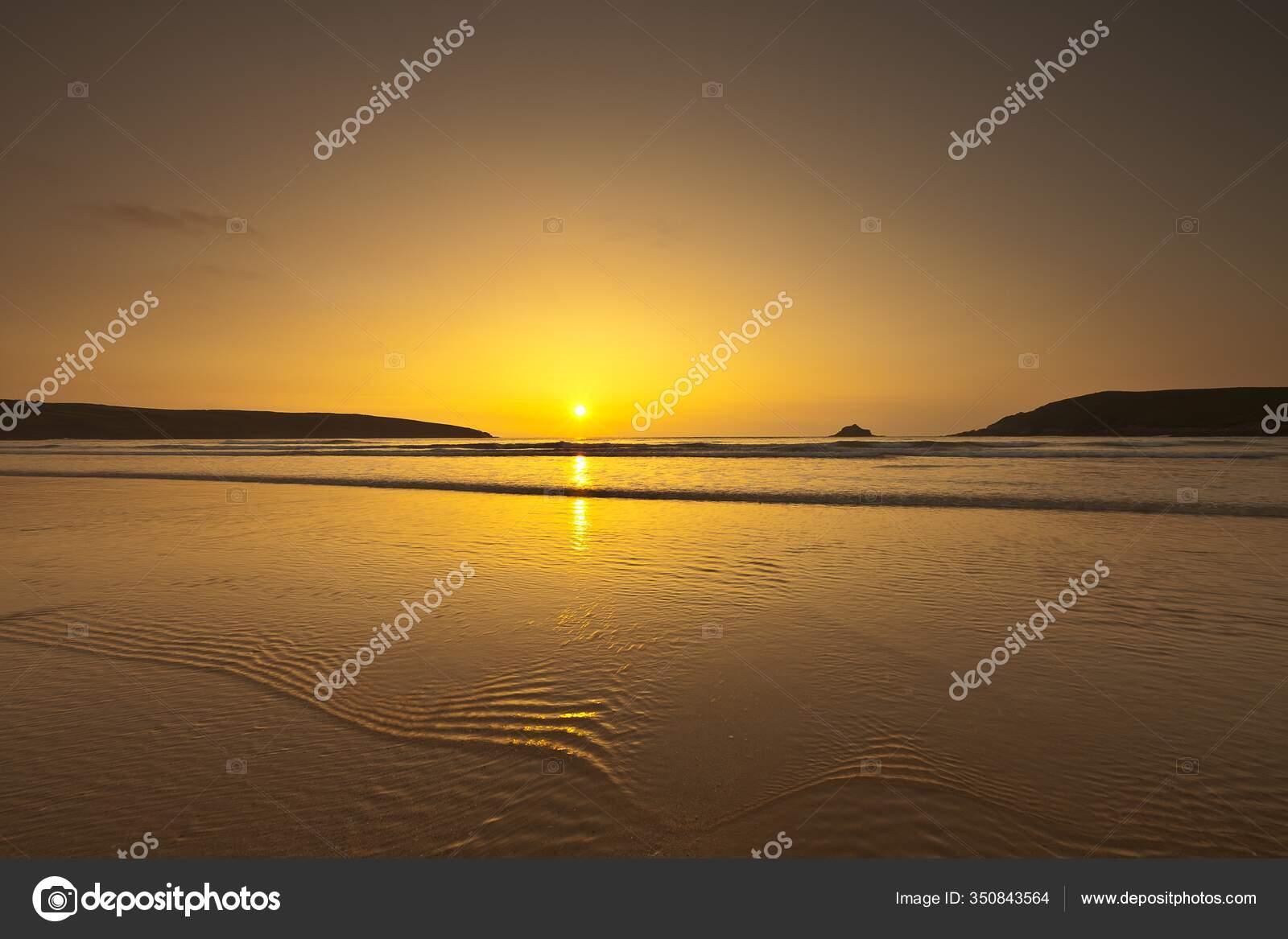 Beautiful Scenery Crantock Bay Cornwall Sunset Perfect Background Stock ...