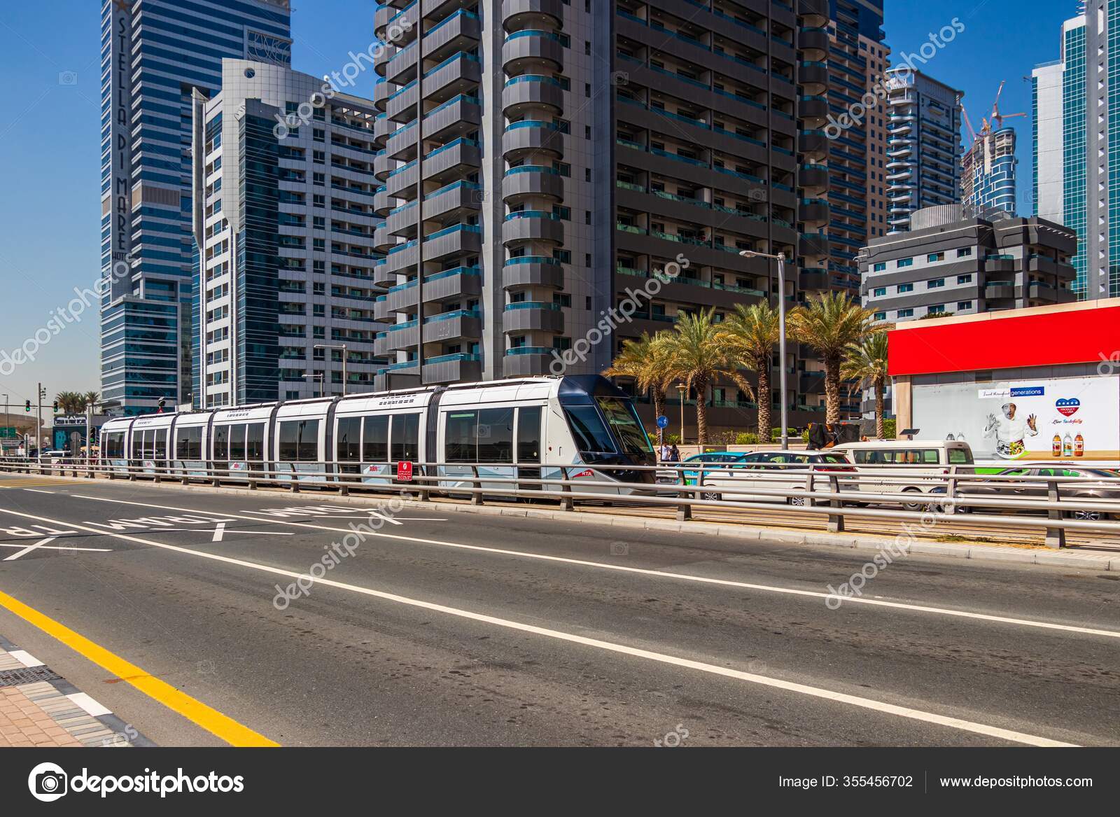 Dubai United Arab Emirates Mar 2020 Tram Dubai Moving Its — Stock ...