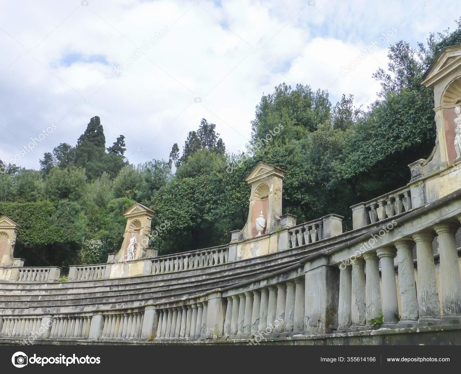 Series Columns Sculptures Greenery Florence Italy Stock Photo by ...