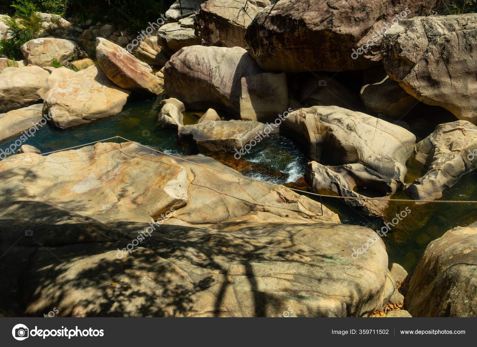 Stream Water Flowing Big Boulders Waterfalls Cliff Jumping Khanh Hoa ...