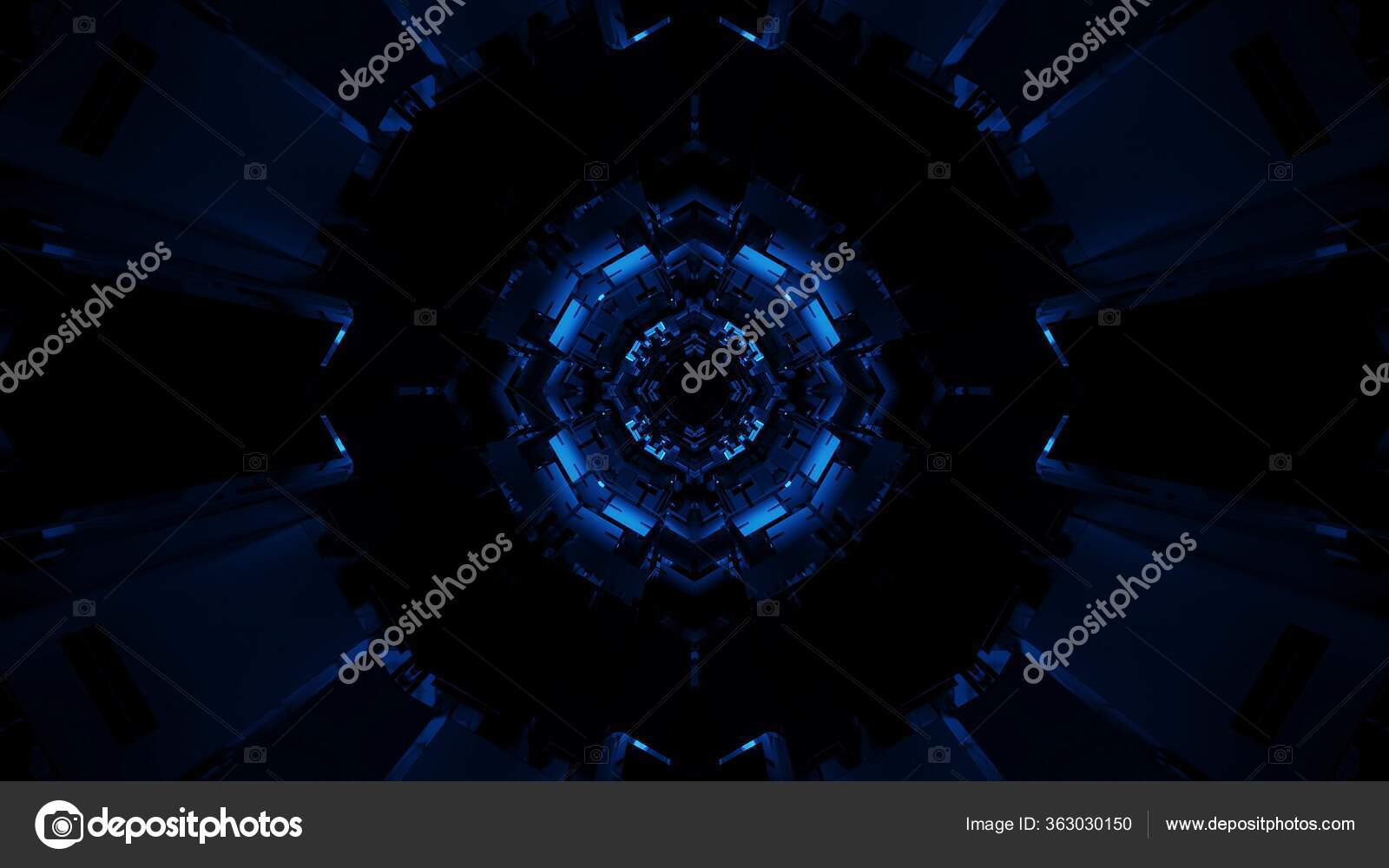 Cosmic Environment Blue Circle Lights Black Background Stock Photo by ...