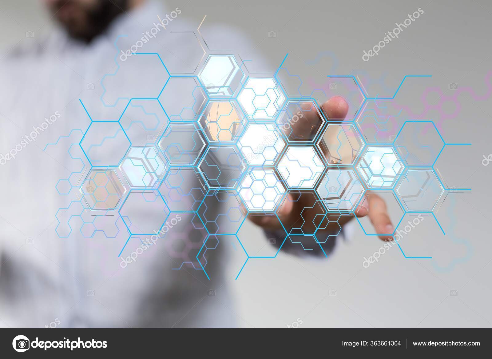 Hand Touching Map Point Network Connection International Meaning Copy ...
