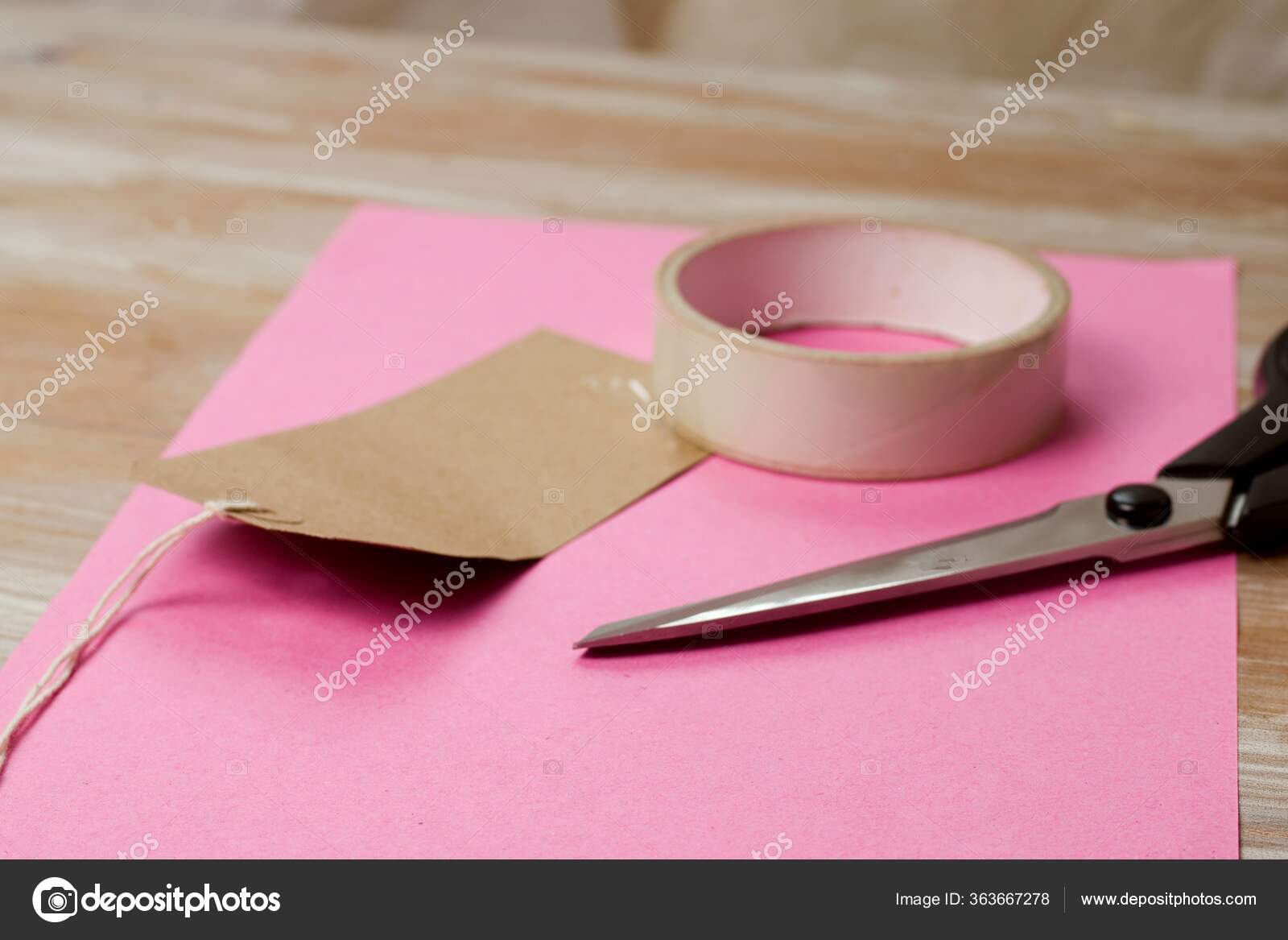 Beautiful Shot Homemade Packaging Process Gift Paper Scissors Table ...