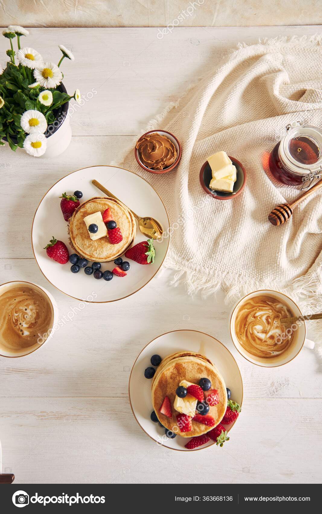 Overhead Vertical Shot Vegan Pancakes Fruits — Stock Photo © Wirestock ...