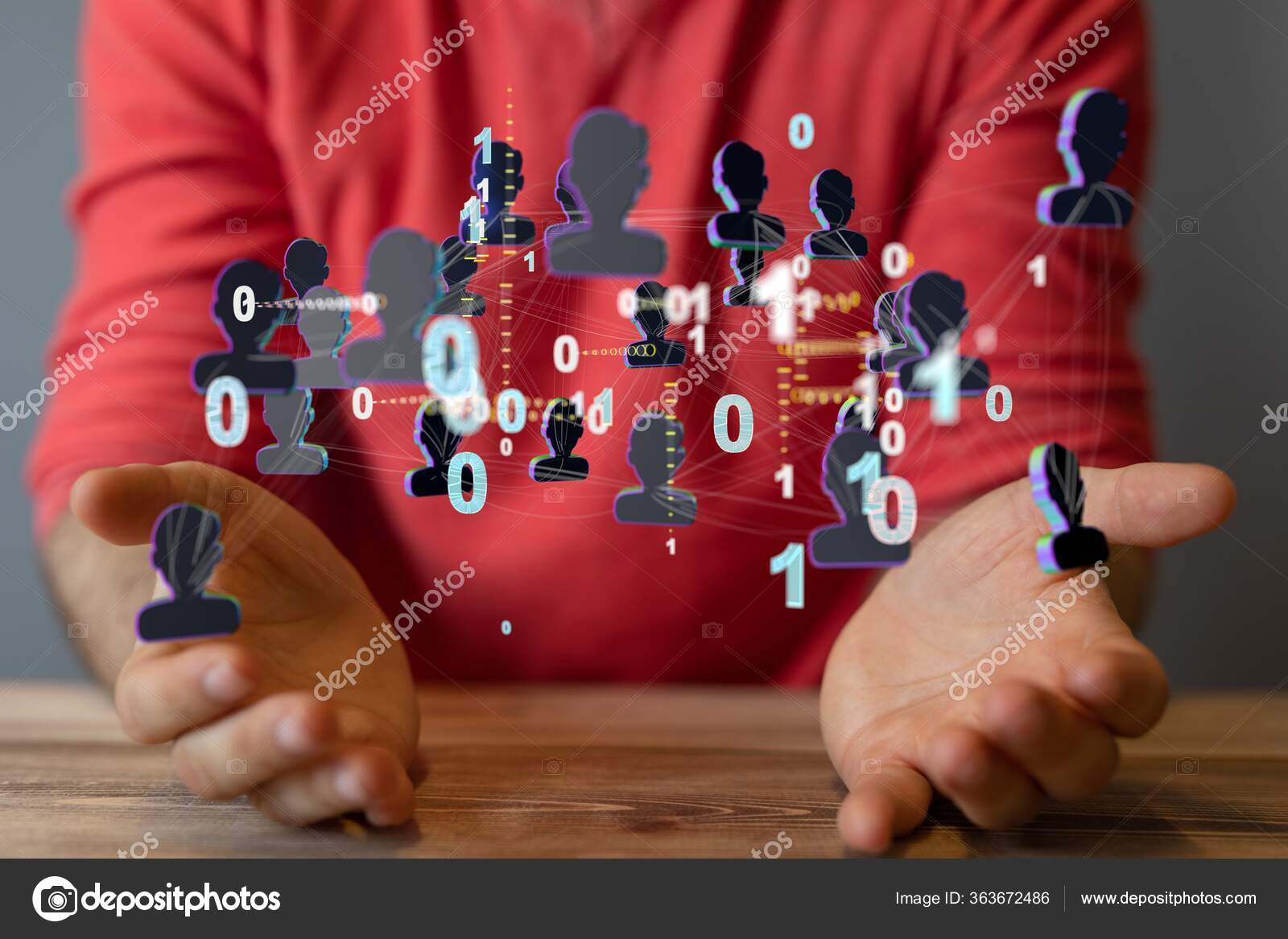 Símbolos Conectados Para Concepto Comunicación Digital Interactiva ...