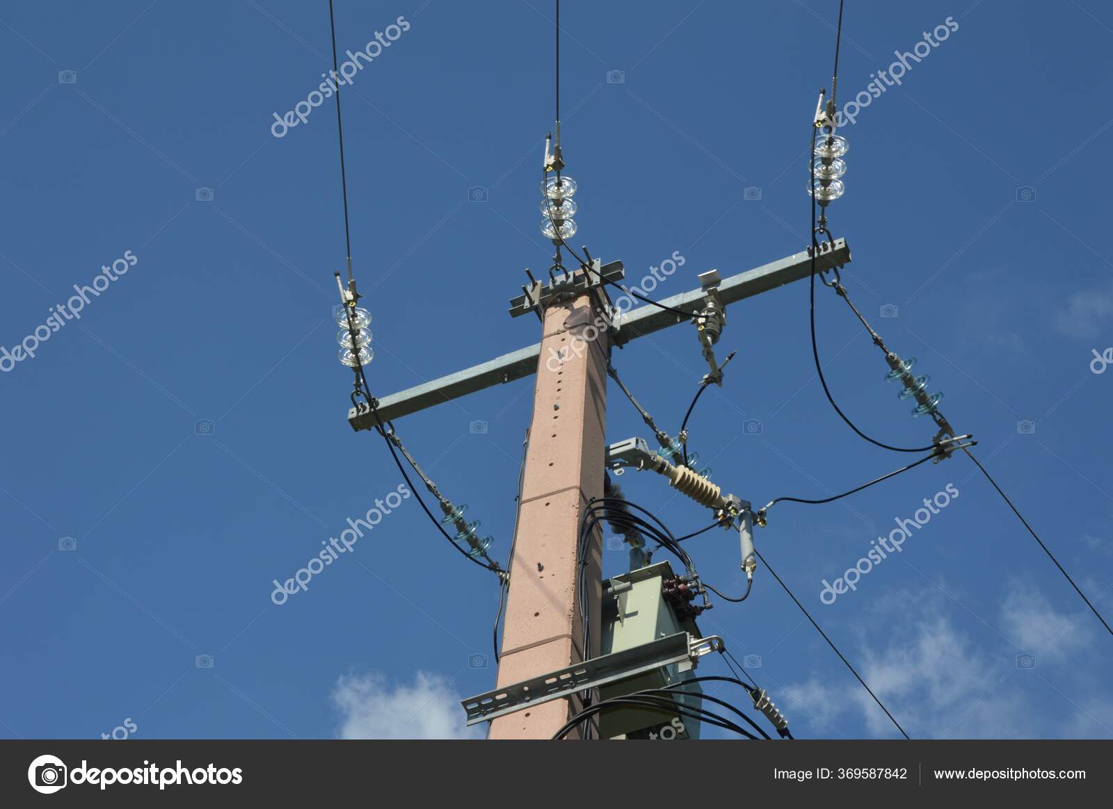 Low Angle Shot Power Lines Street Captured Sunny Day Clear — Stock ...