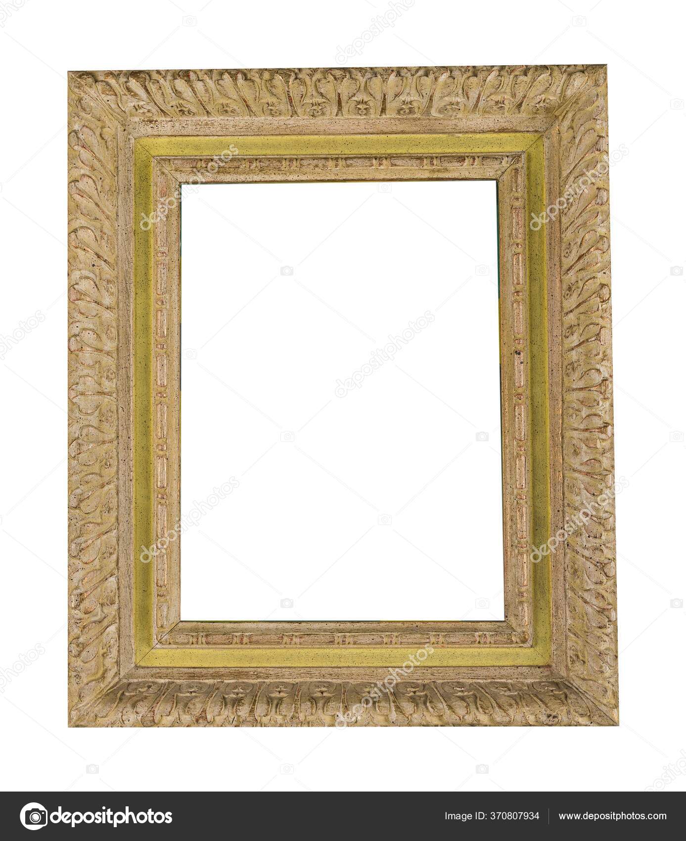 Simple Wooden Frame Golden Borders Lights Isolated White Background ...