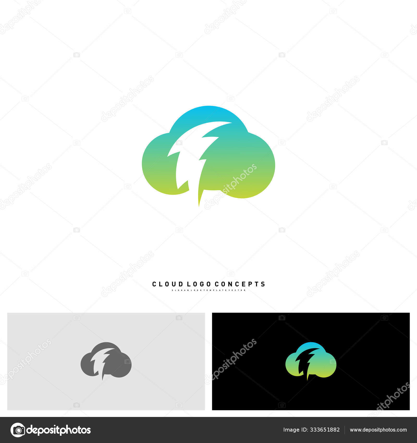 Storm Cloud Logo Design Concept Vector. Thunder Cloud Logo Template Vector Stock Vector by ...