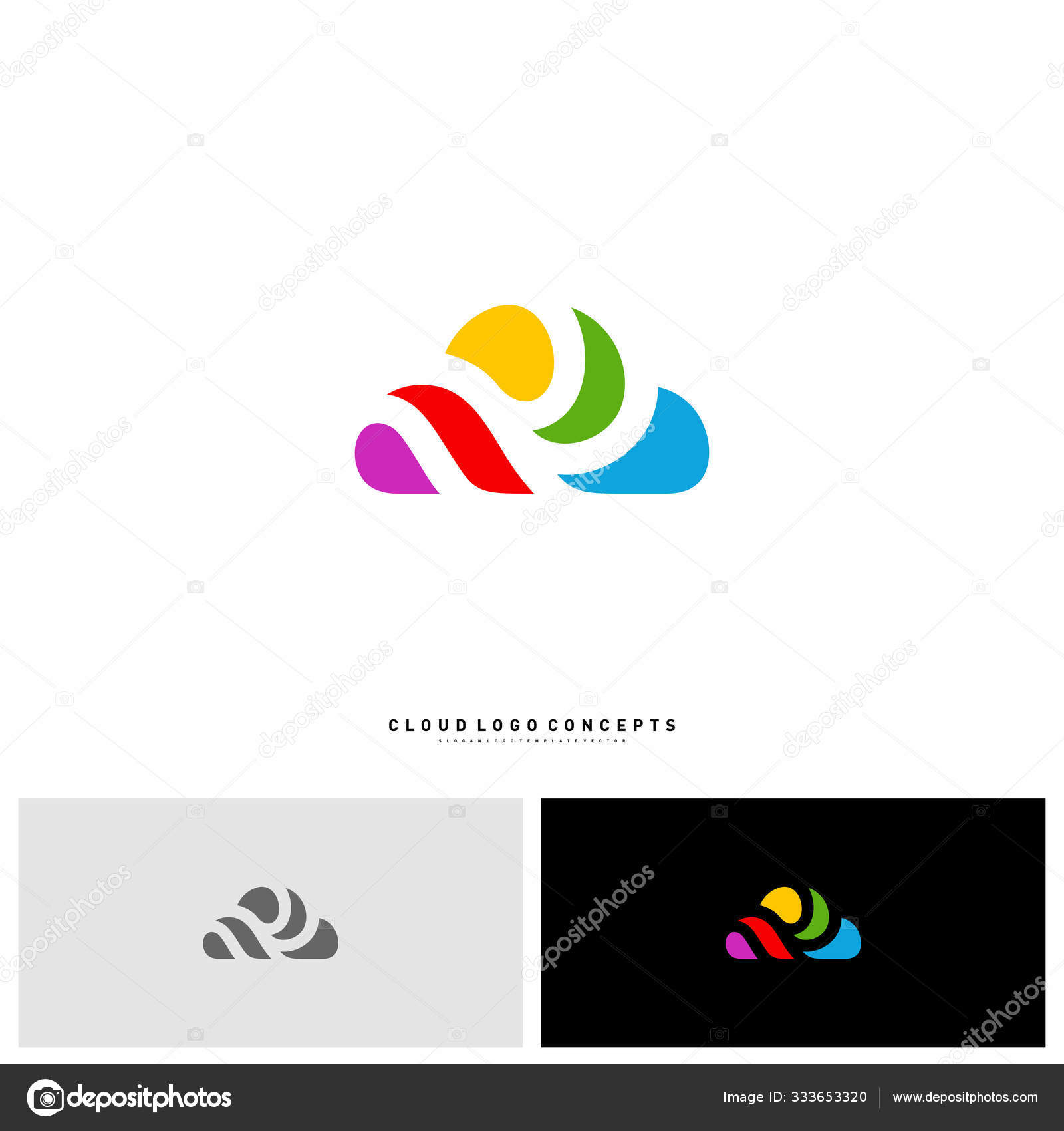 Colorful Cloud Logo Design Concept Vector. Cloud Paint Logo Template ...