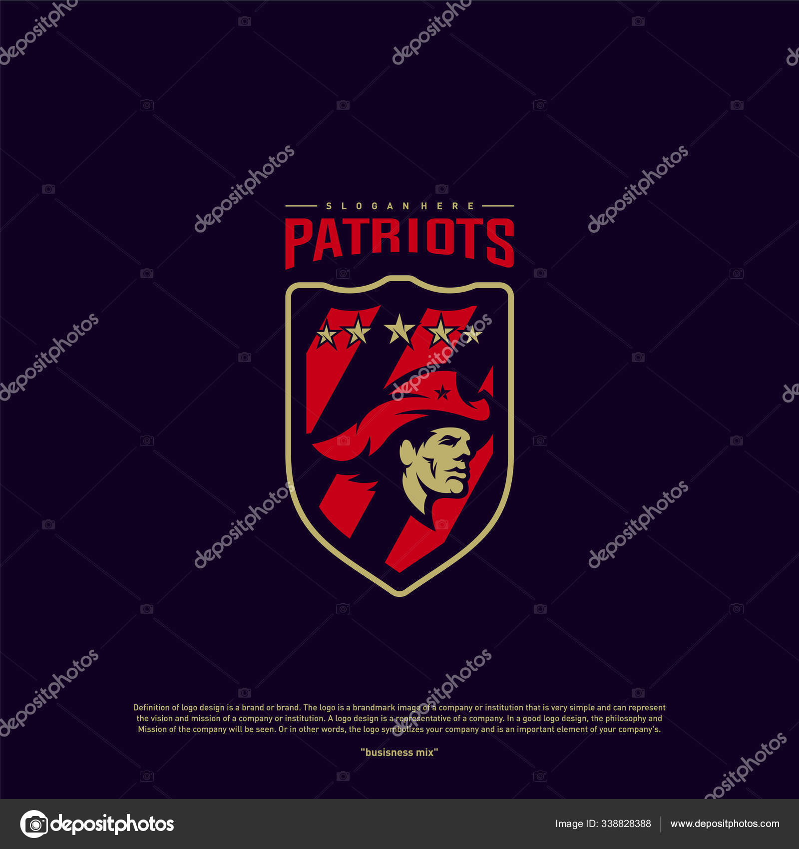 Patriots Logo Design Vector. Plantilla de diseño de logotipo de Head ...