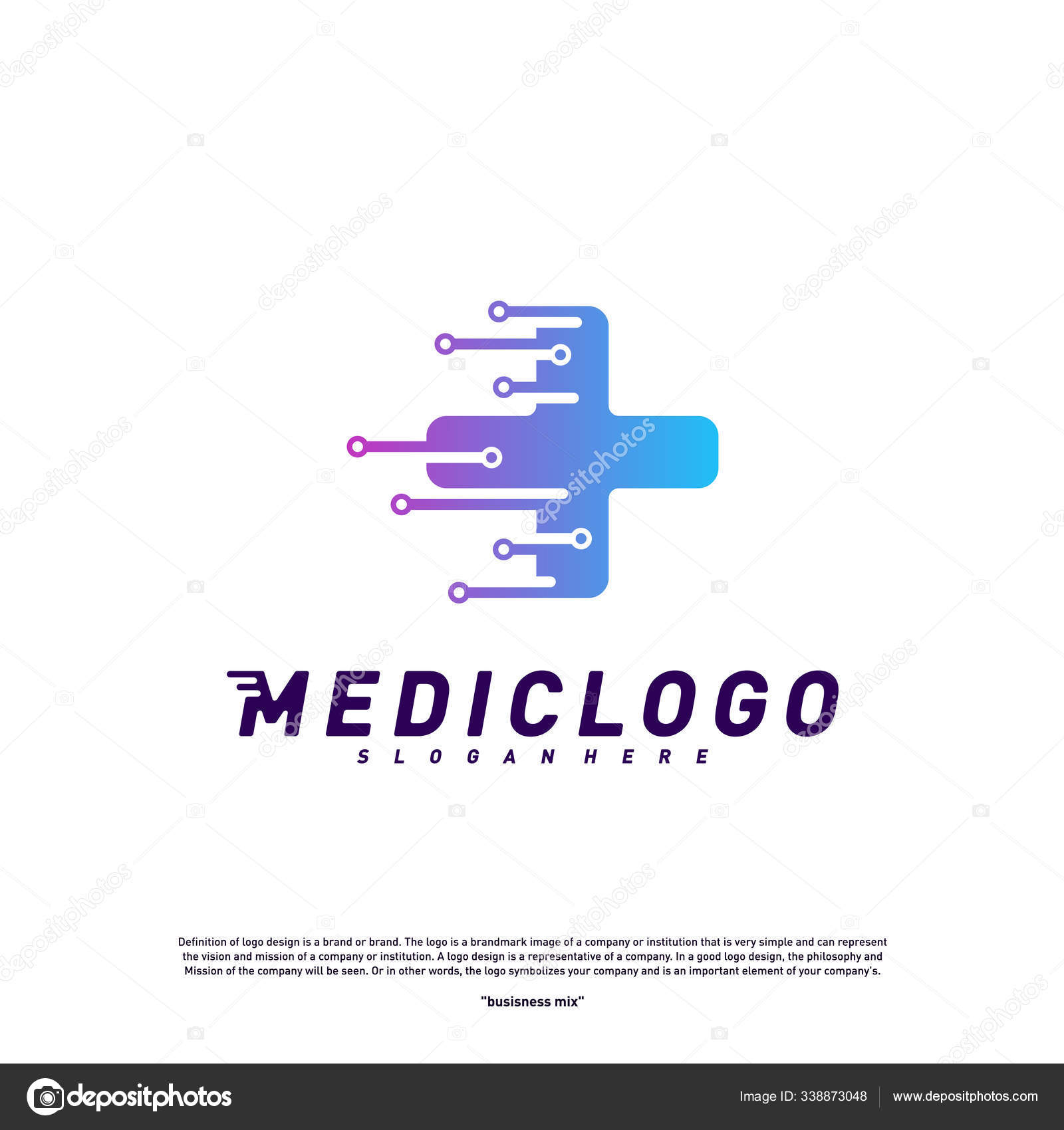 Medical Tech Logo Design Concept Vector. Colorful Fast Digital ...