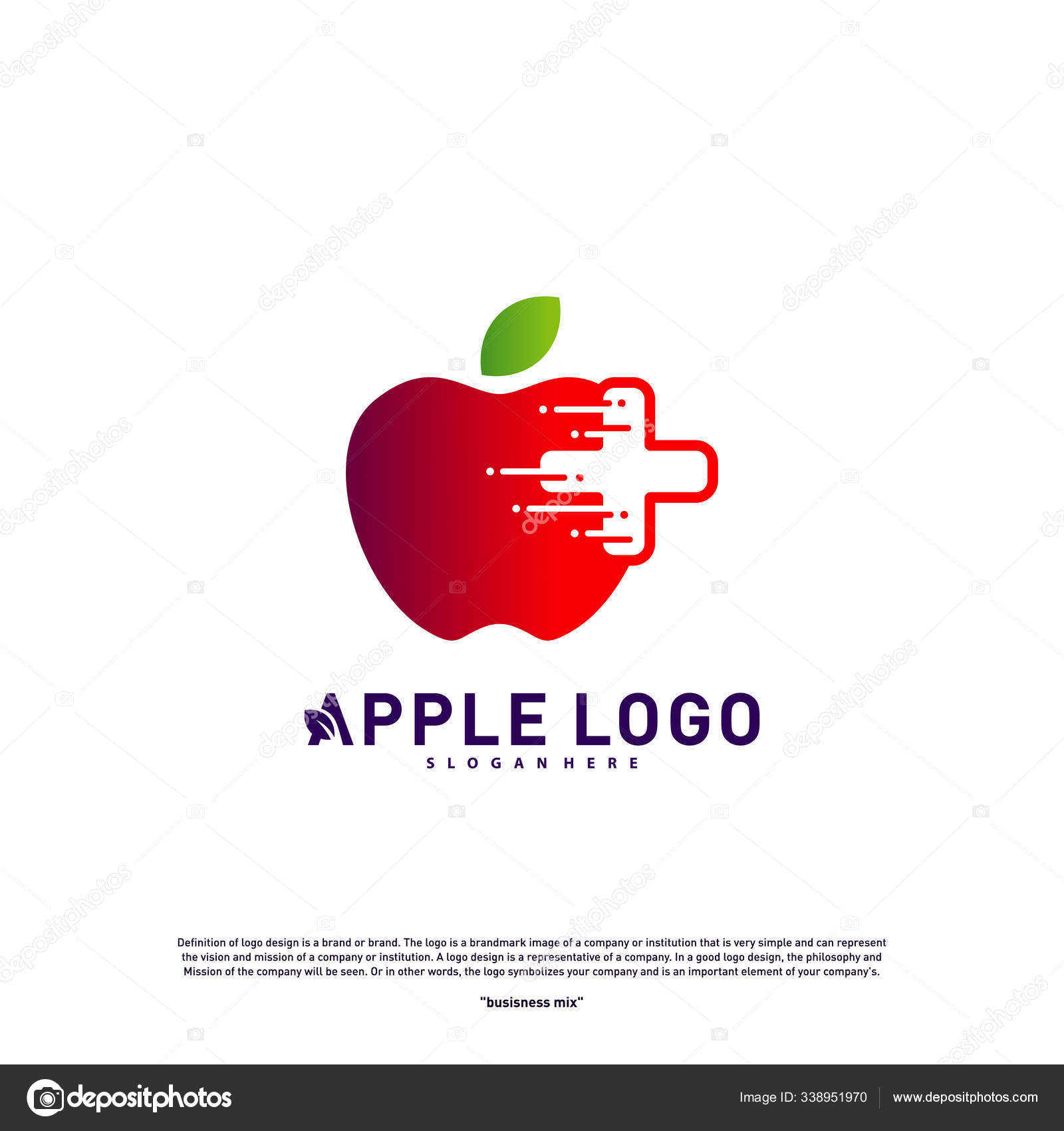 Apple with Medical Plus logo design concept vector. Health Apple Logo ...