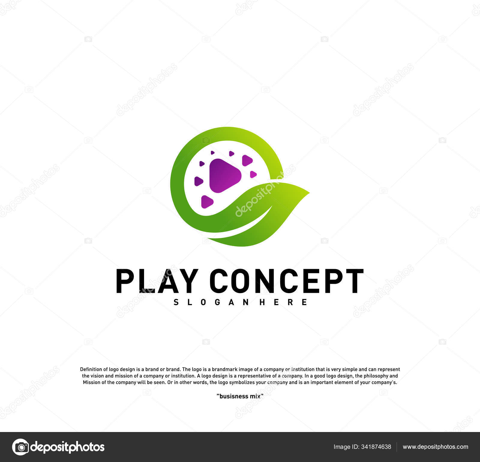 Concepto de diseño de logo Green Play. Plantilla vectorial logo Nature ...