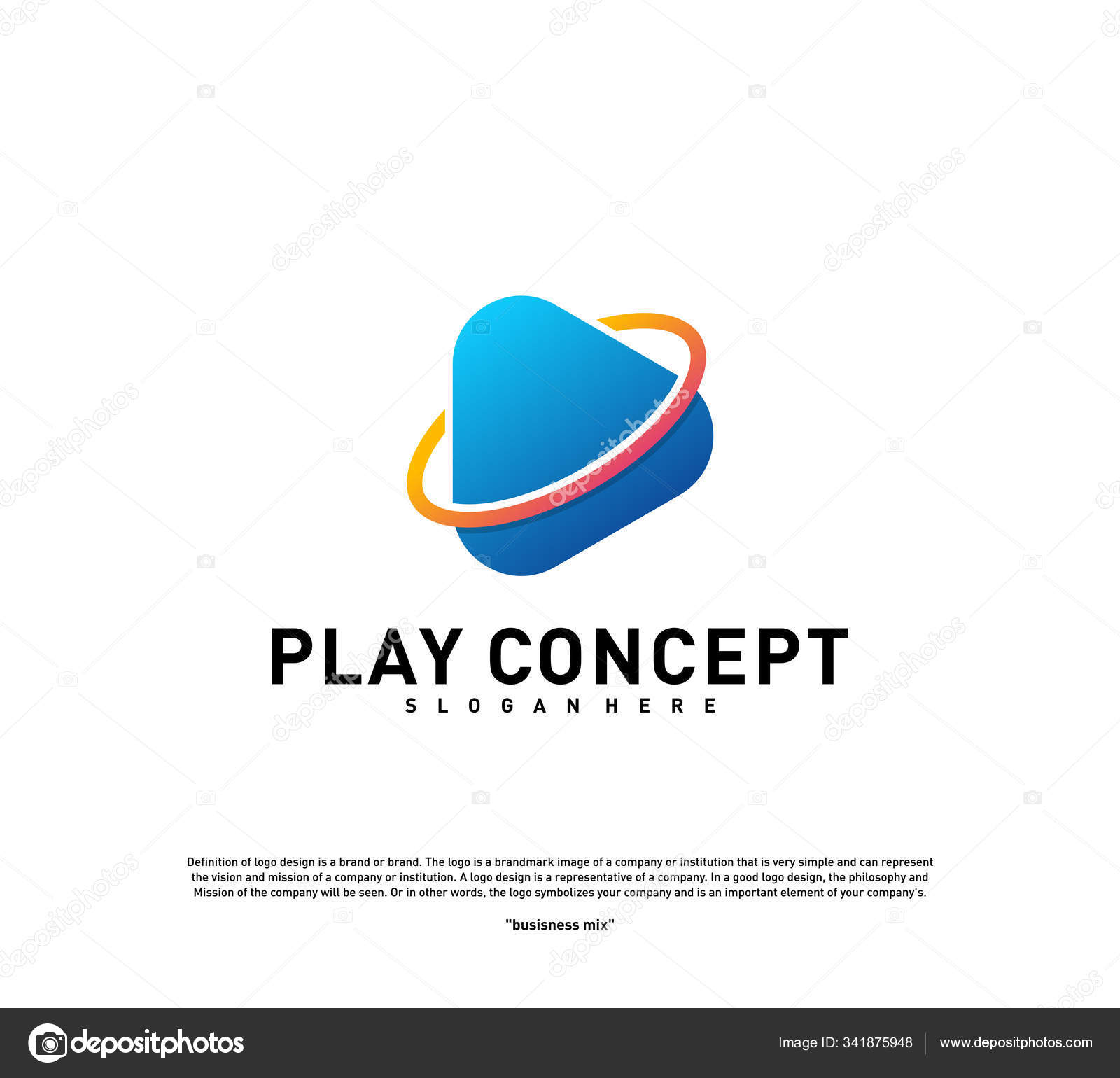 Play logo design concept. Planet Play logo template vector. Icon Symbol ...