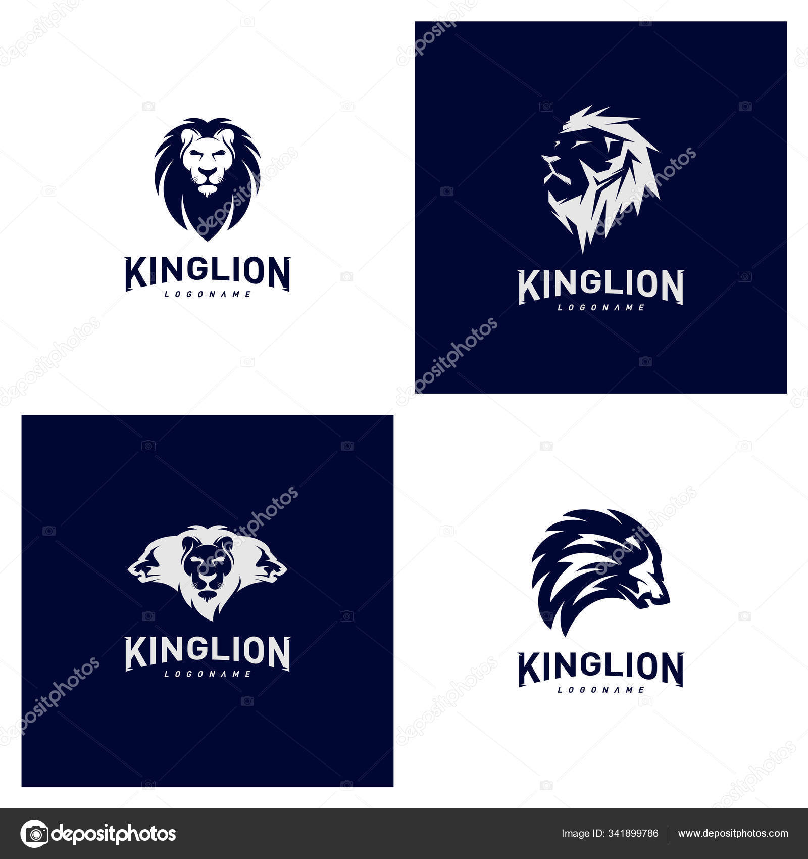 Set of Lions Logo Design Concept. King Lions Logo Design Template ...