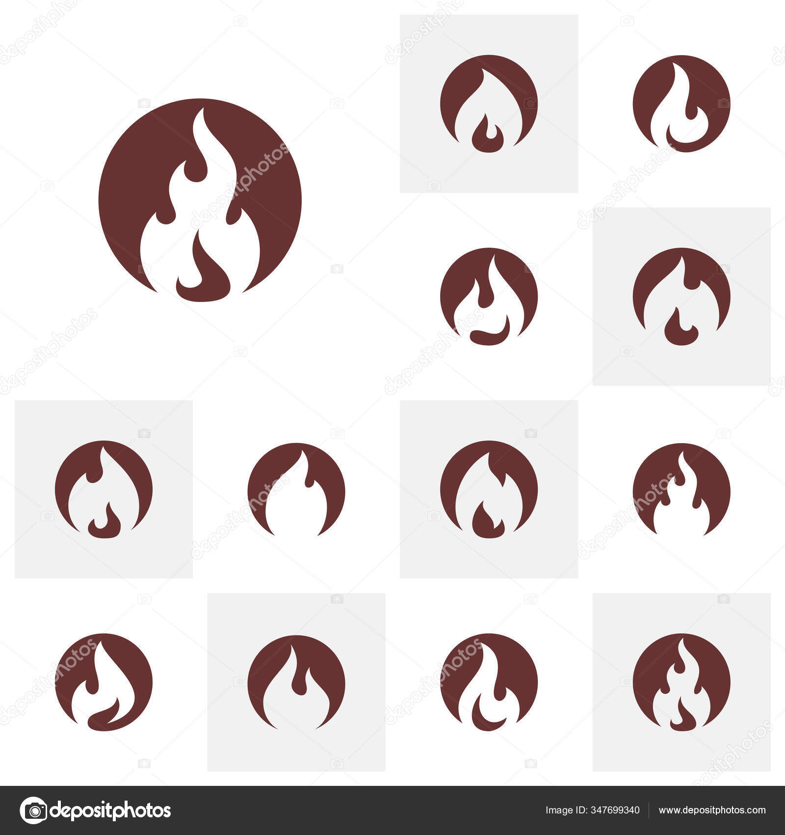 Set Fire Flame Logo Design Vector Template Icon Symbol Stock Vector by ...