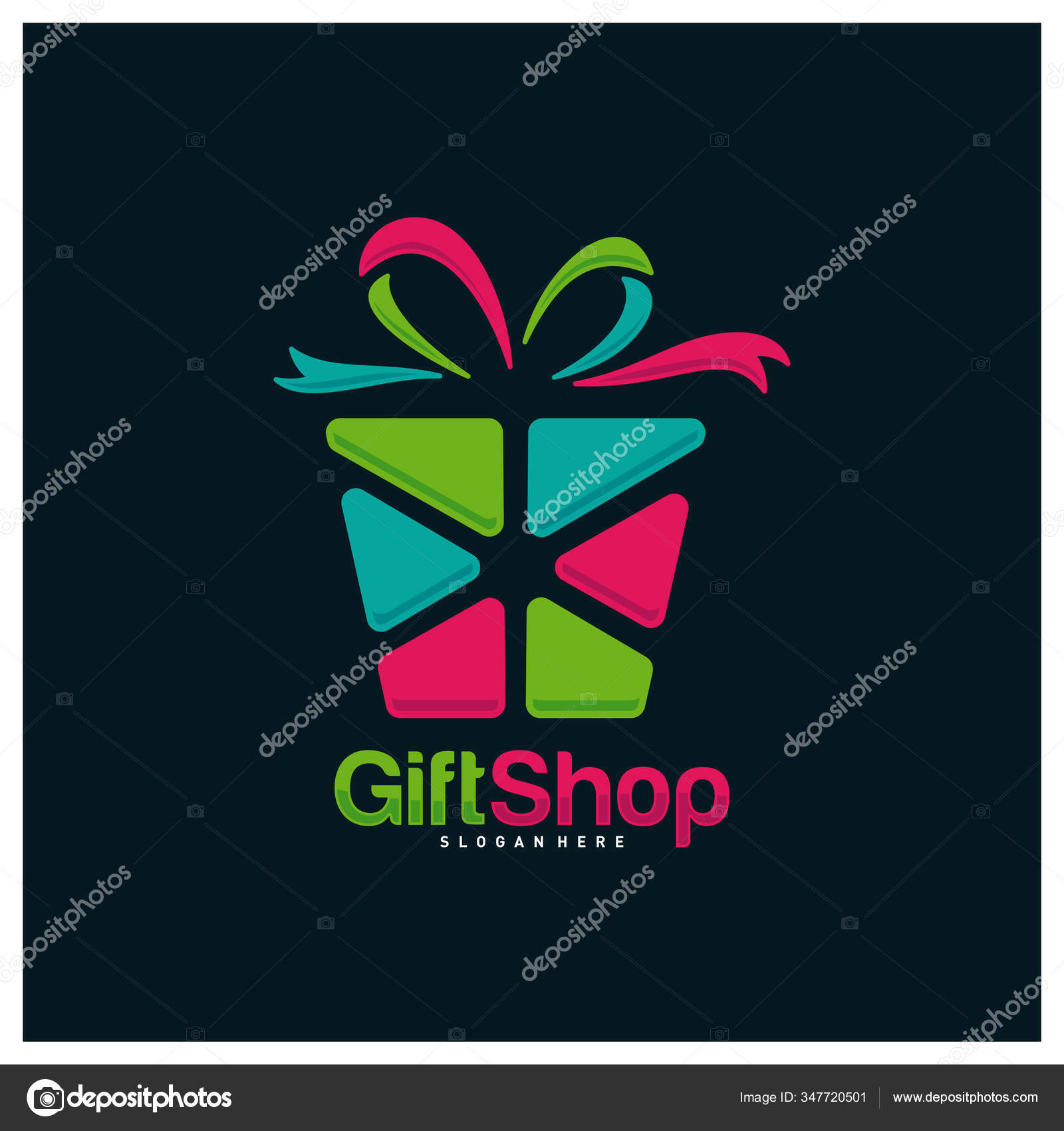 Gift Shop Logo Design Concept Vector Template Colorful Emblem Design ...