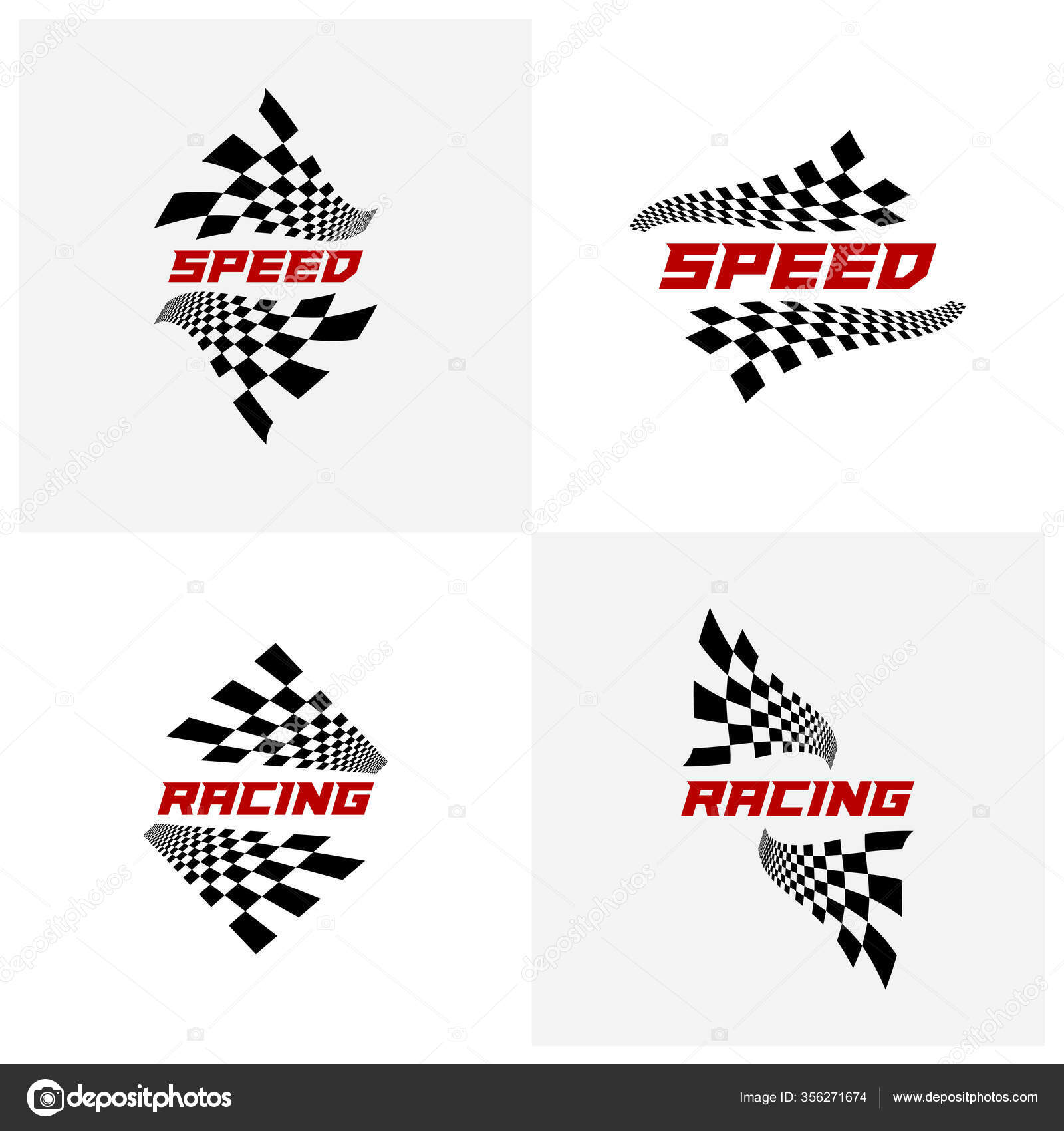 Set Race Flag Logo Icon Racing Logo Concept Modern Simple Stock Vector ...