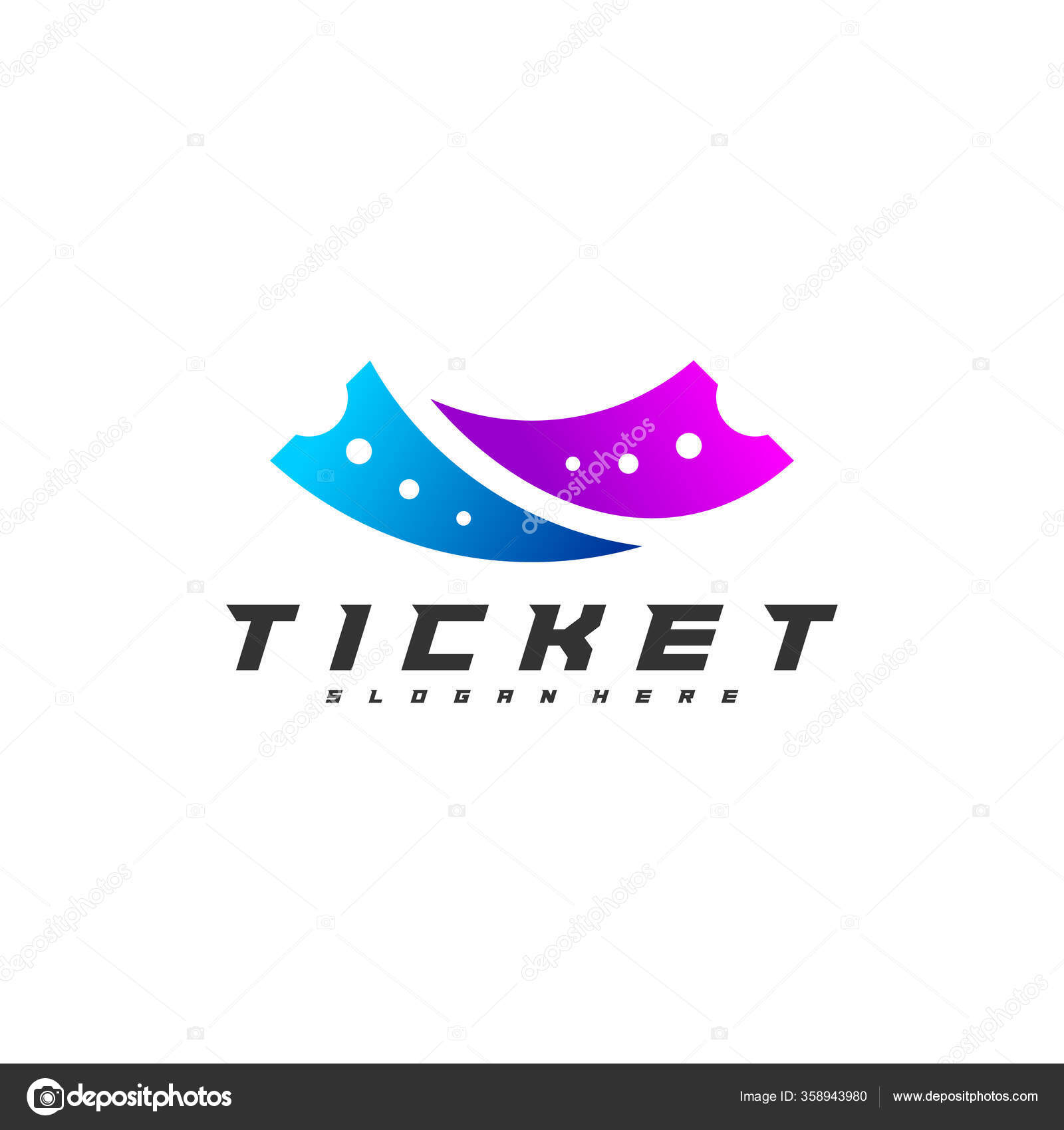 Ticket Logo Design Concept Vector Template Creative Design Icon Symbol ...