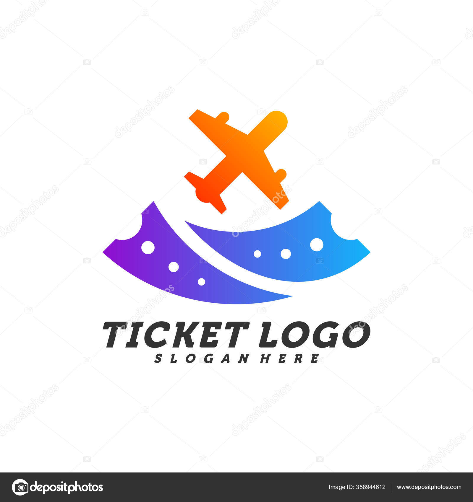 Airplane Ticket Logo Design Concept Vector Travel Ticket Logo Template ...