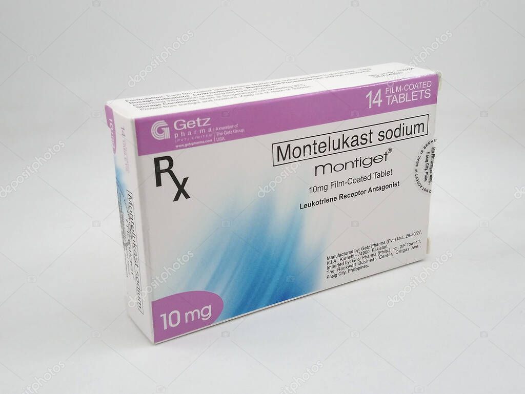 MANILA, PH - ABR. 10: Montelukast sodium Montiget tablets on abril 10 ...
