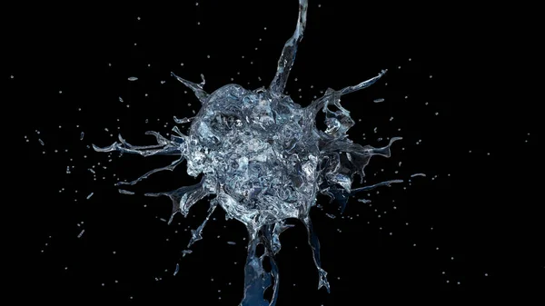 Water explosion - splash on the black background. 3D-rendering. - Stock ...
