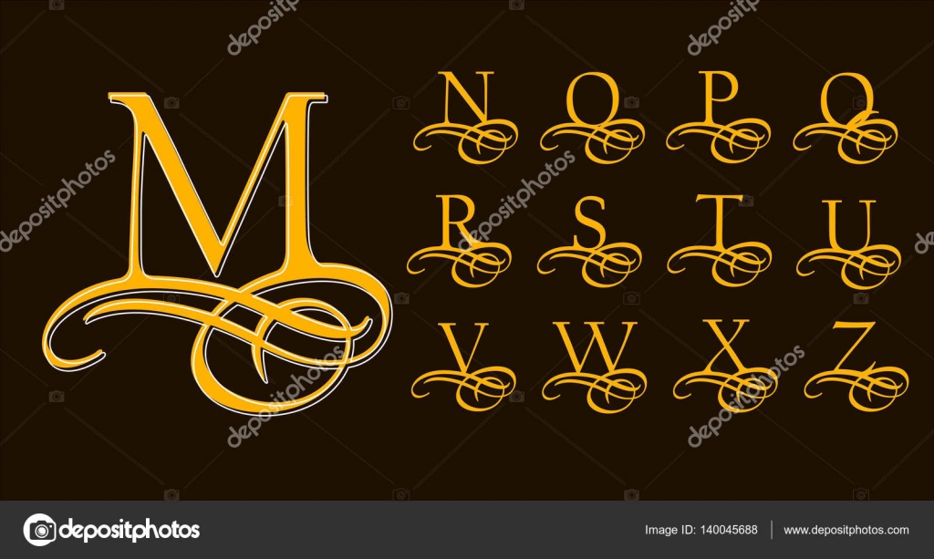 Calligraphic capital letters set Stock Vector by ©PGMart 140045688