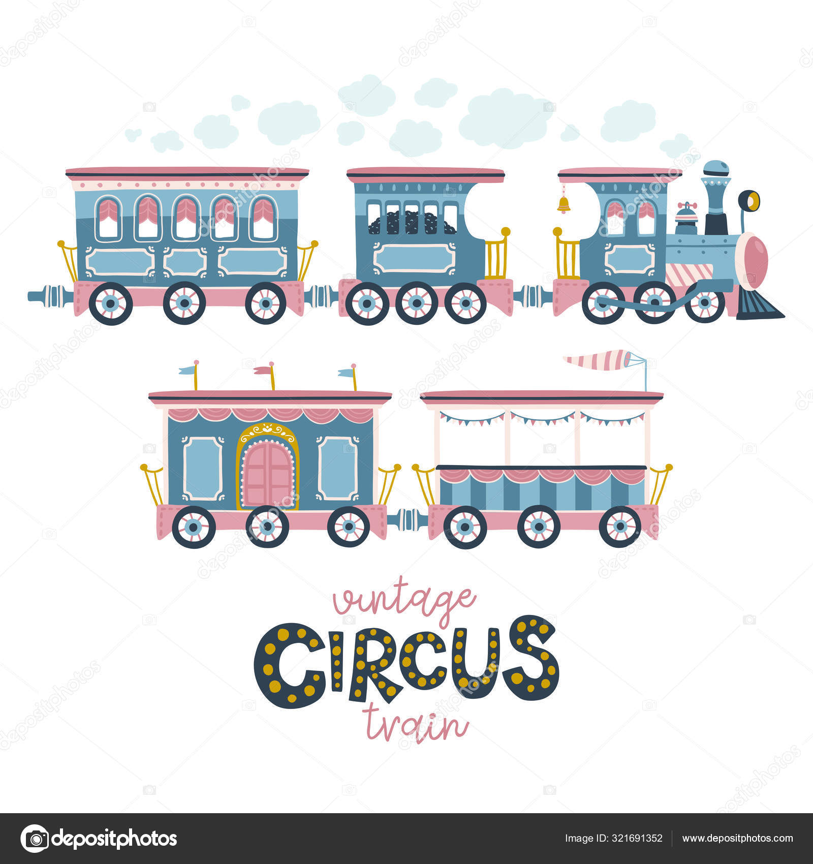 Vintage Circus Train Clip Art
