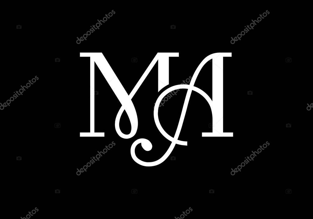 M Una plantilla de vector de diseño de logotipo de letra inicial MA ...