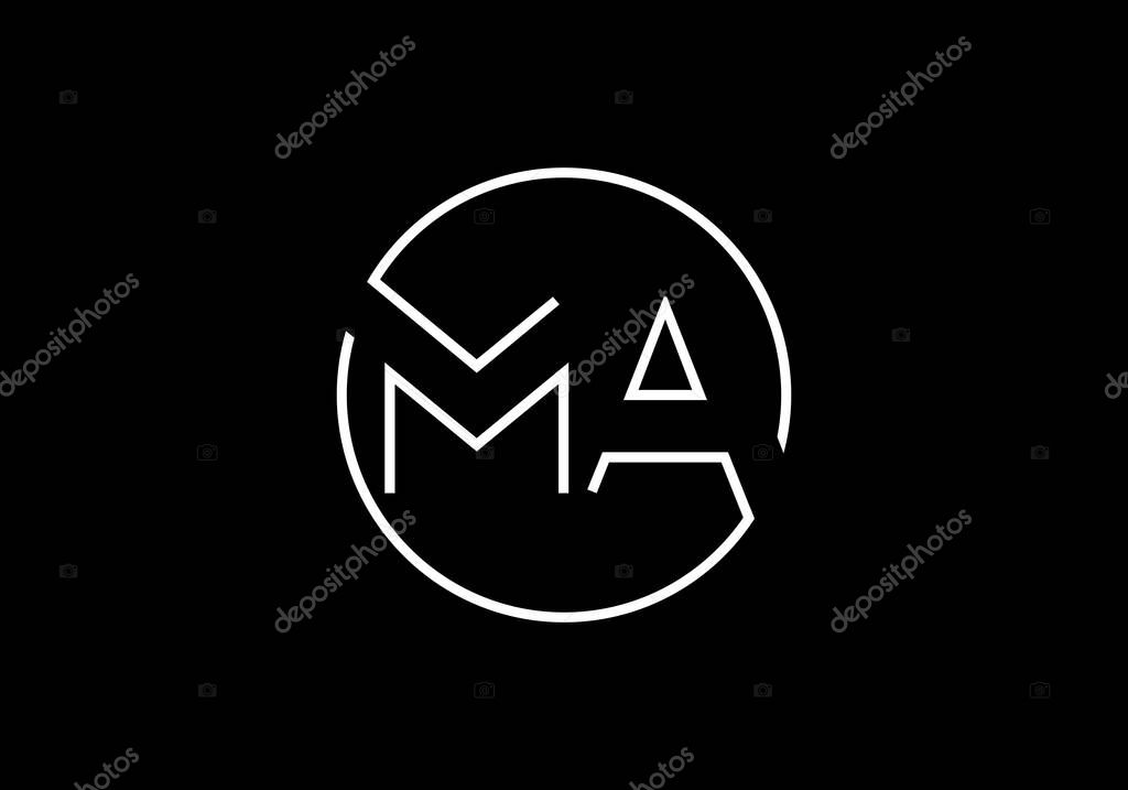 M Una plantilla de vector de diseño de logotipo de letra inicial MA ...