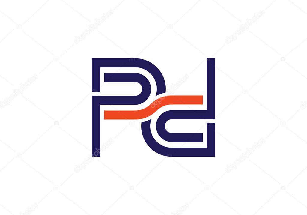 P D, Plantilla vectorial de diseño de logotipo de letra inicial PD ...