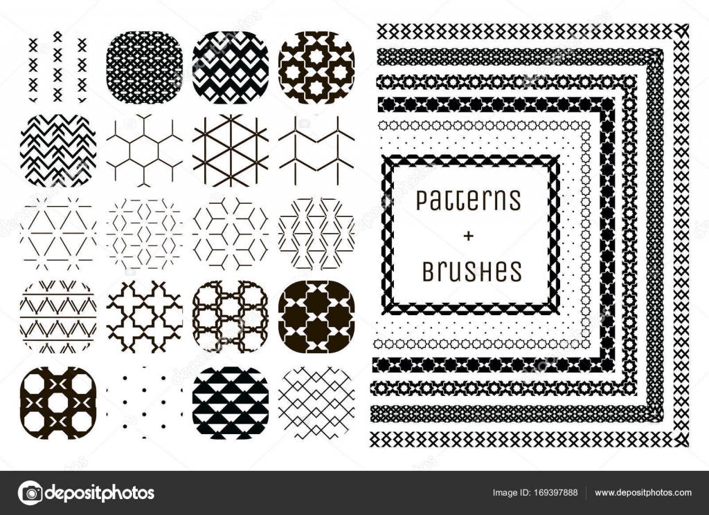 20 Vector Geometric Patterns and 7 Pattern Brushes Stock Vector Image ...