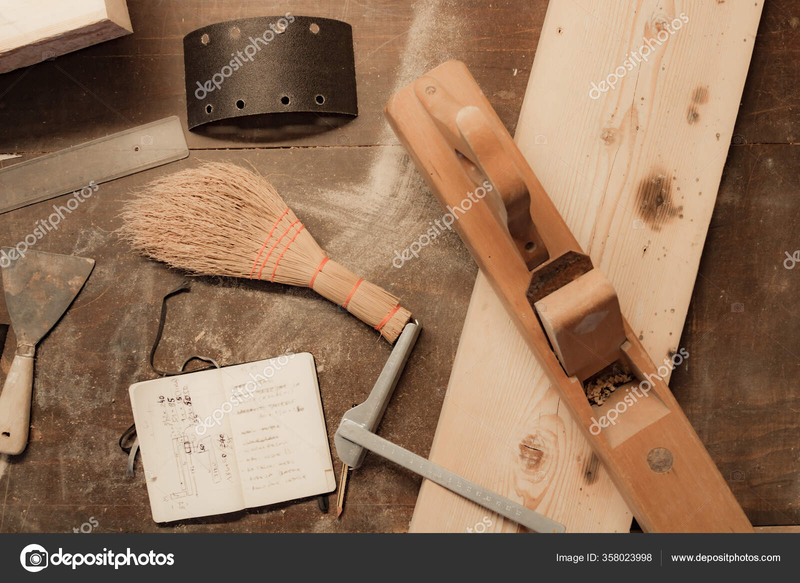 Various Carpenter's Tools Wooden Table Ready Repair Stock Photo by ...