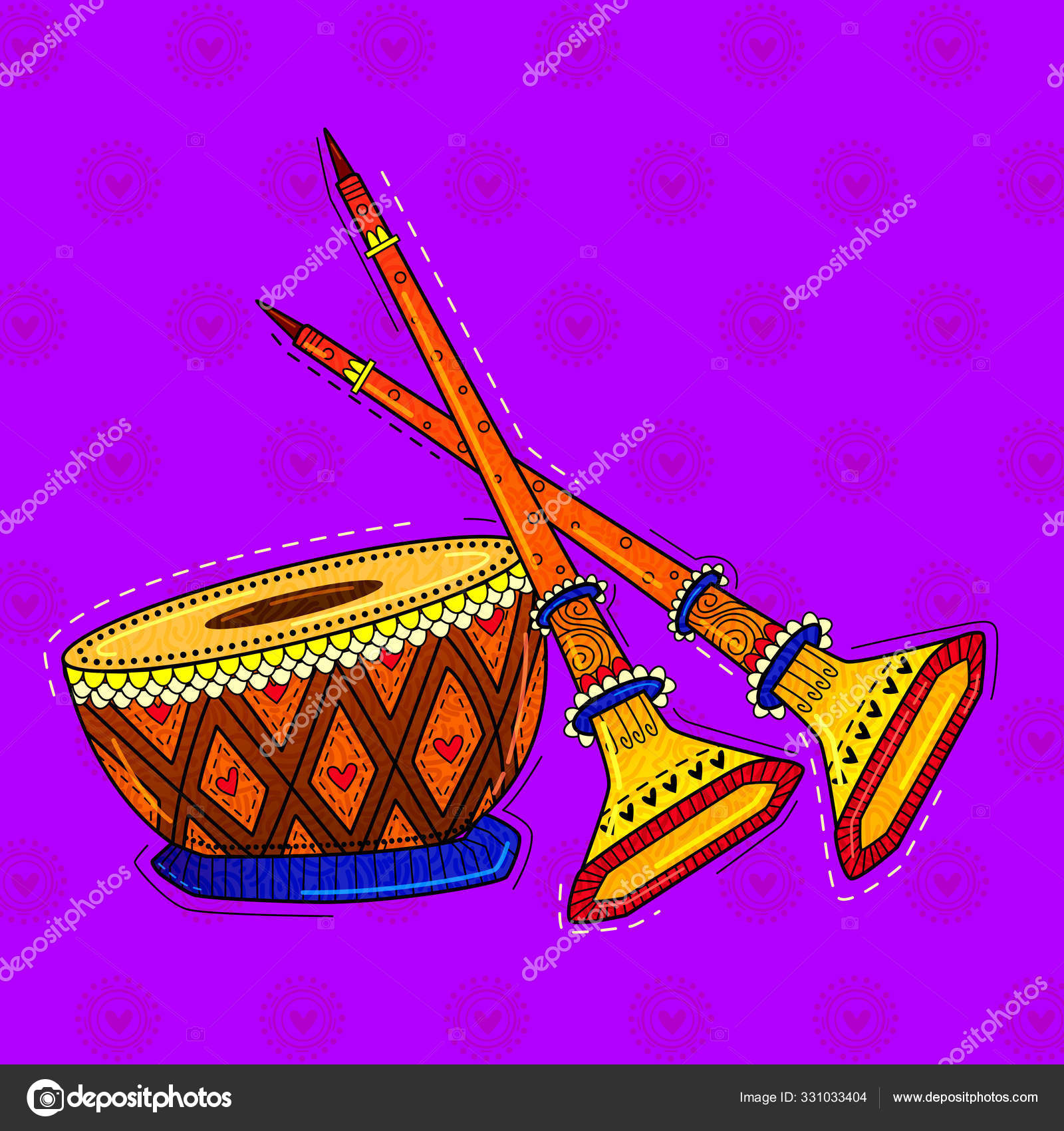 Illustration Desi Indian Art Style Shehnai Indian Musical Instrument ...