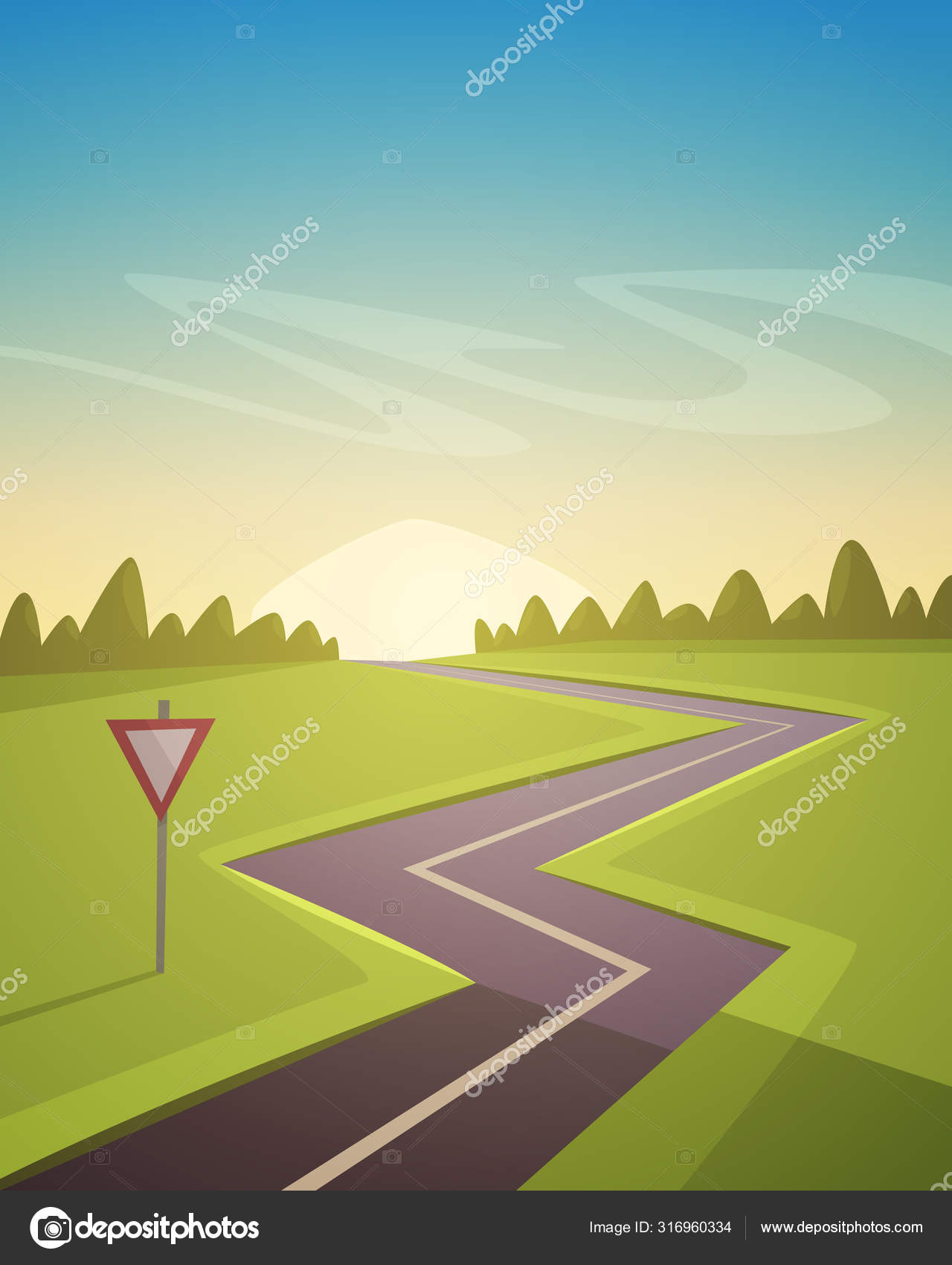 Cartoon Illustration Asphalt Road Field Stock Vector Image by ©alexm83 ...