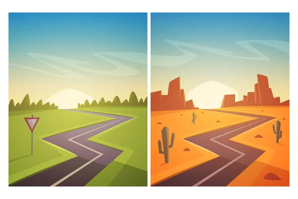 Cartoon Illustration Asphalt Road Field Stock Vector Image by ©alexm83 ...