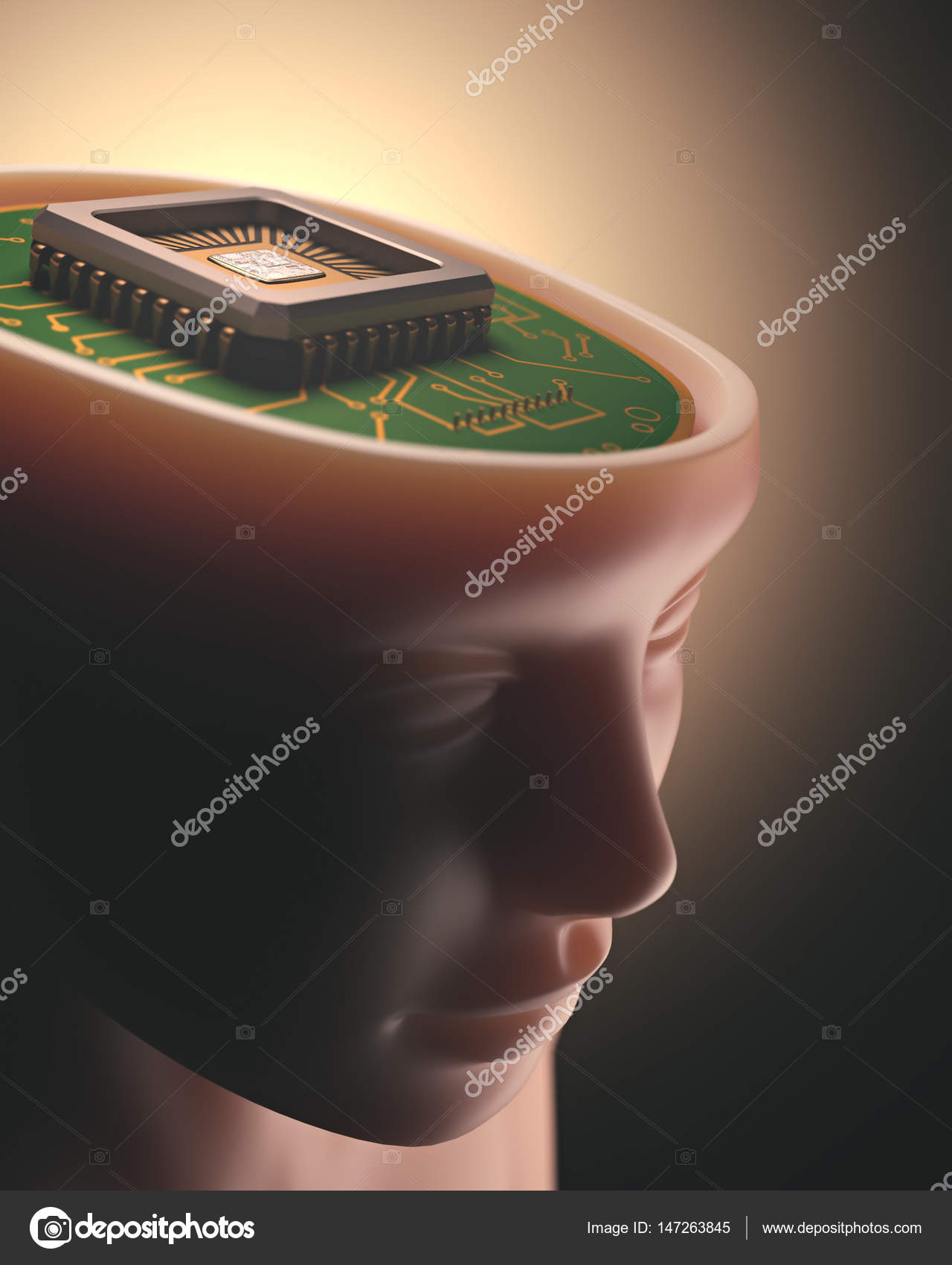 Artificial Intelligence Brain Microchip Stock Photo by ©ktsdesign 147263845
