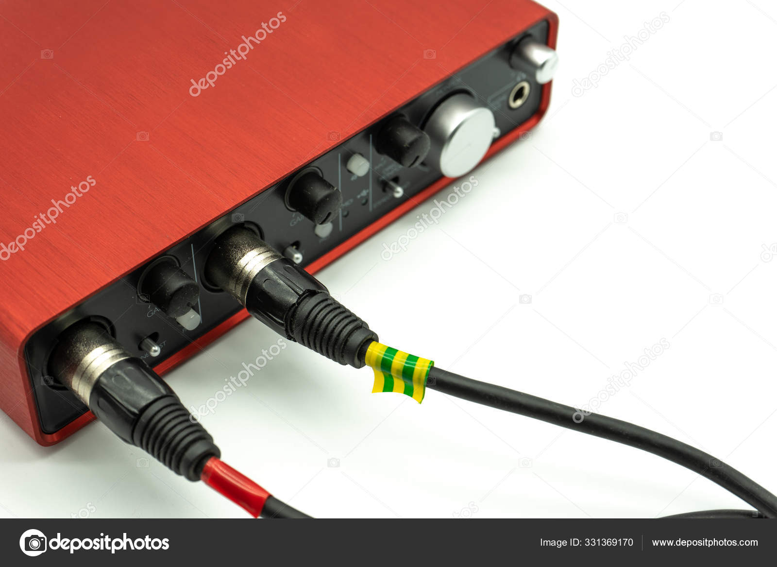 USB Audio interface front panel with volume and channel mix controls ...
