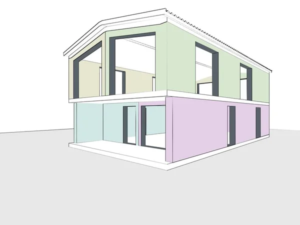 Rendering Modular House Sketch Stock Photo by ©sanchopancho00 323503740