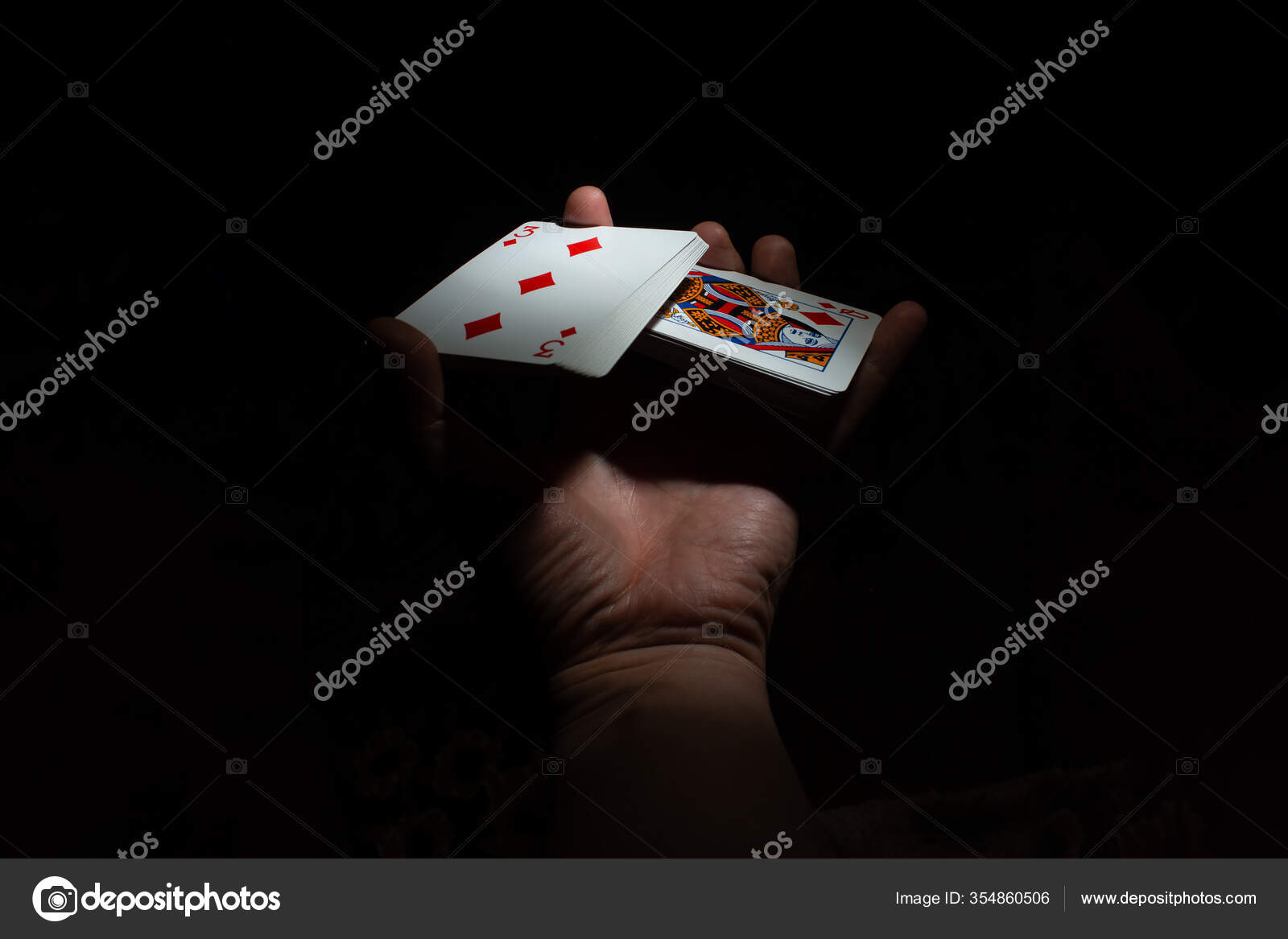 Hand Hold Deck Cards One Hand Shuffle Volt Poker Black Stock Photo by ...