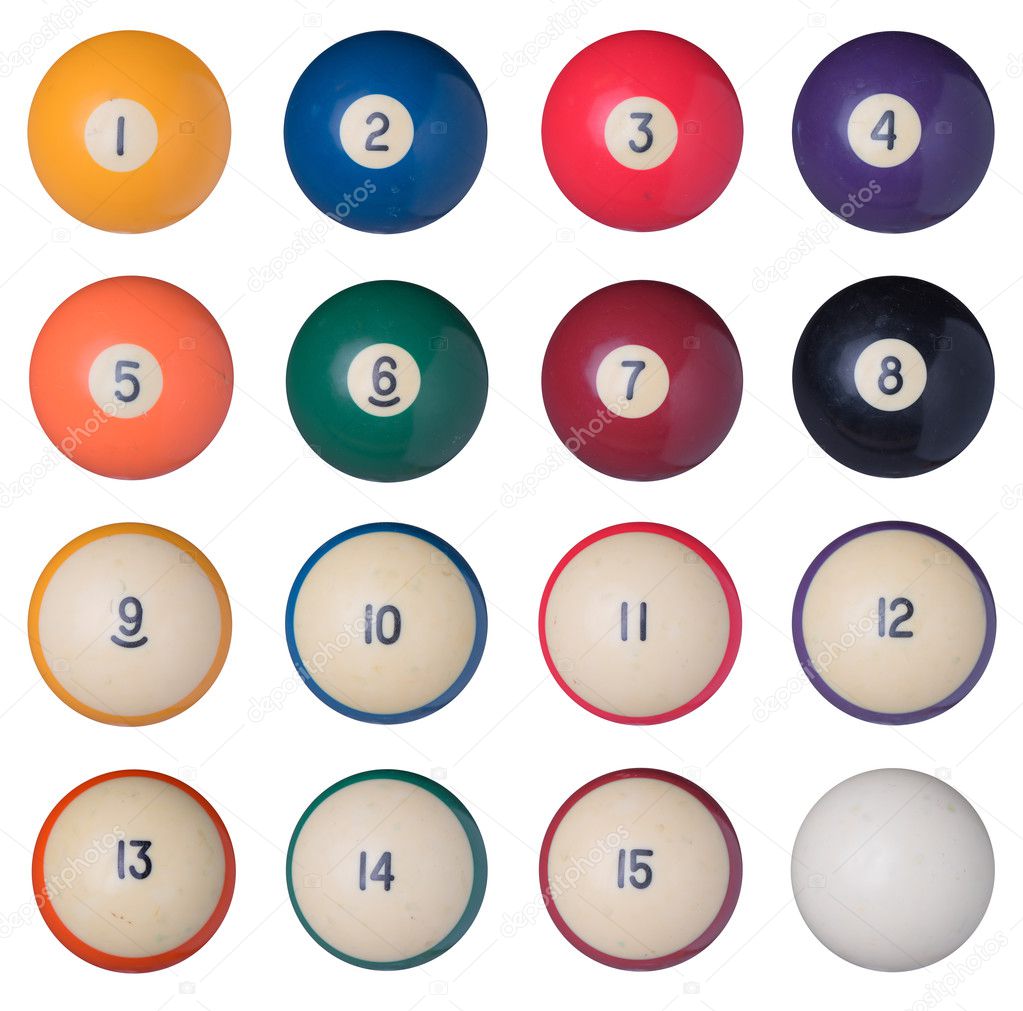 Old billiard balls set isolated on white background Stock Photo by ...