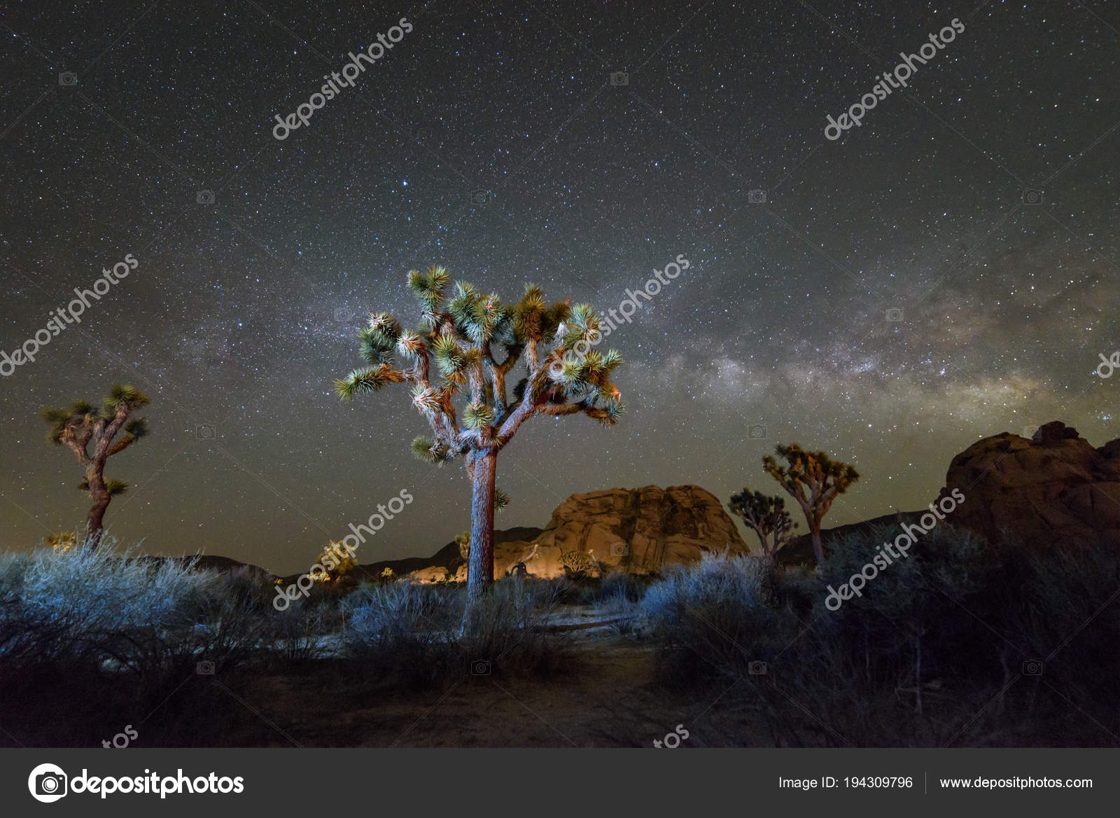Milky Way Galaxy at night in Joshua Tree National Park — Stock Photo ...
