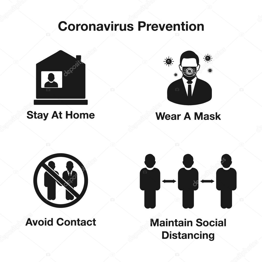 Conjunto de iconos de prevenci n del coronavirus. Ilustraci n de s mbolos vectoriales editables ...