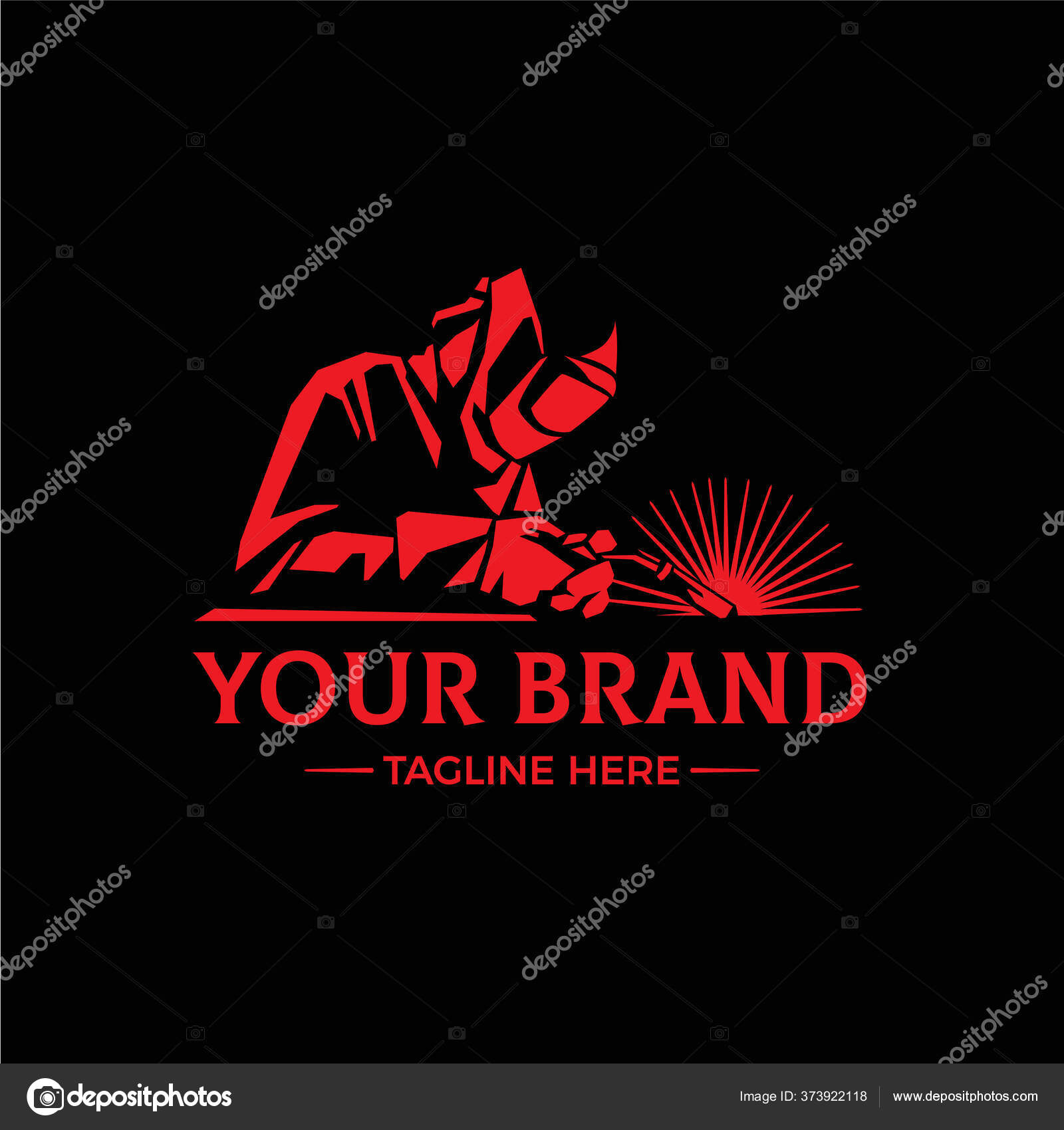 Welding Logo Soldador Silhueta Trabalhando Com Capacete Estilo Design ...