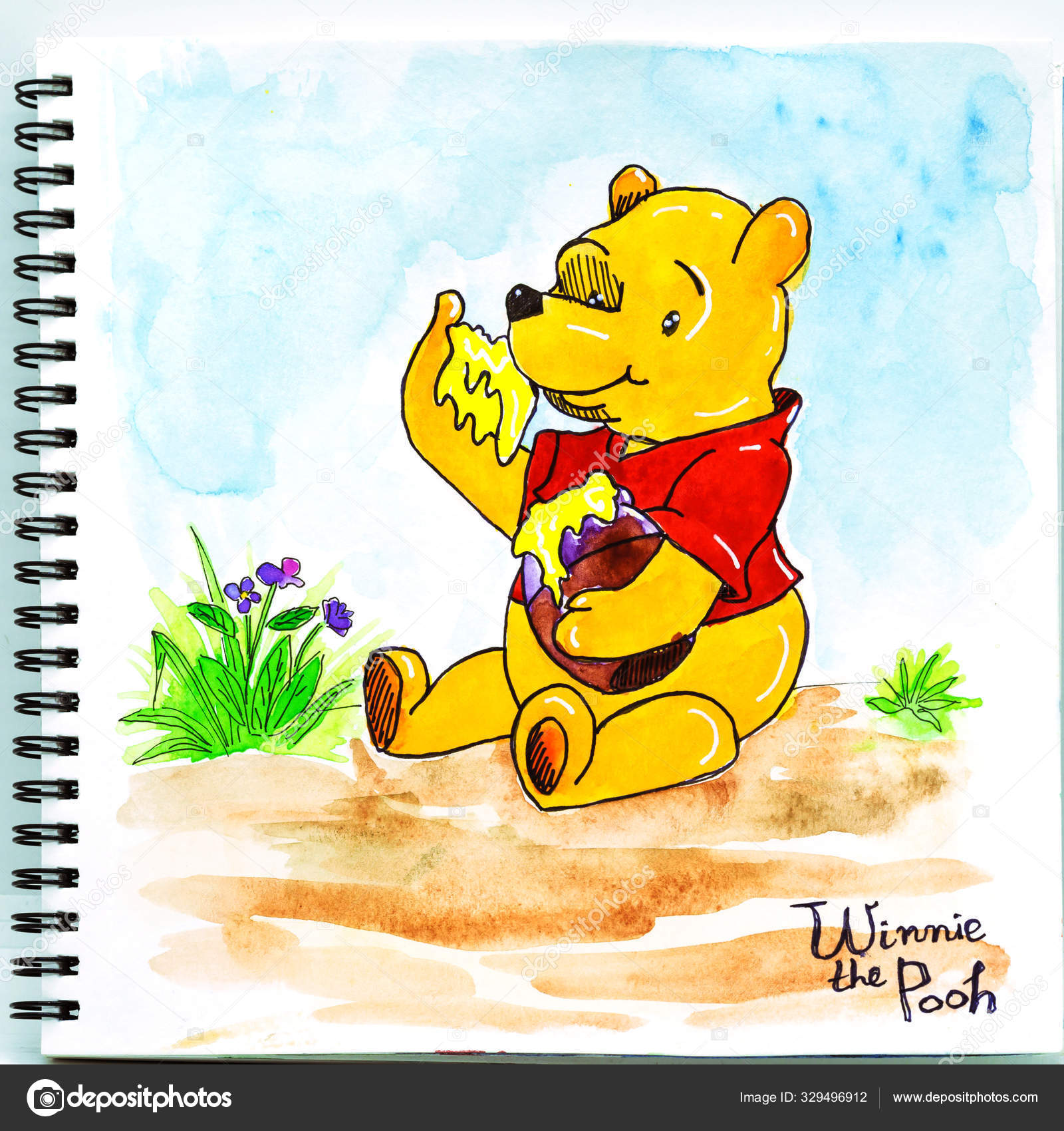 Winnie The Pooh Eating Honey Drawing