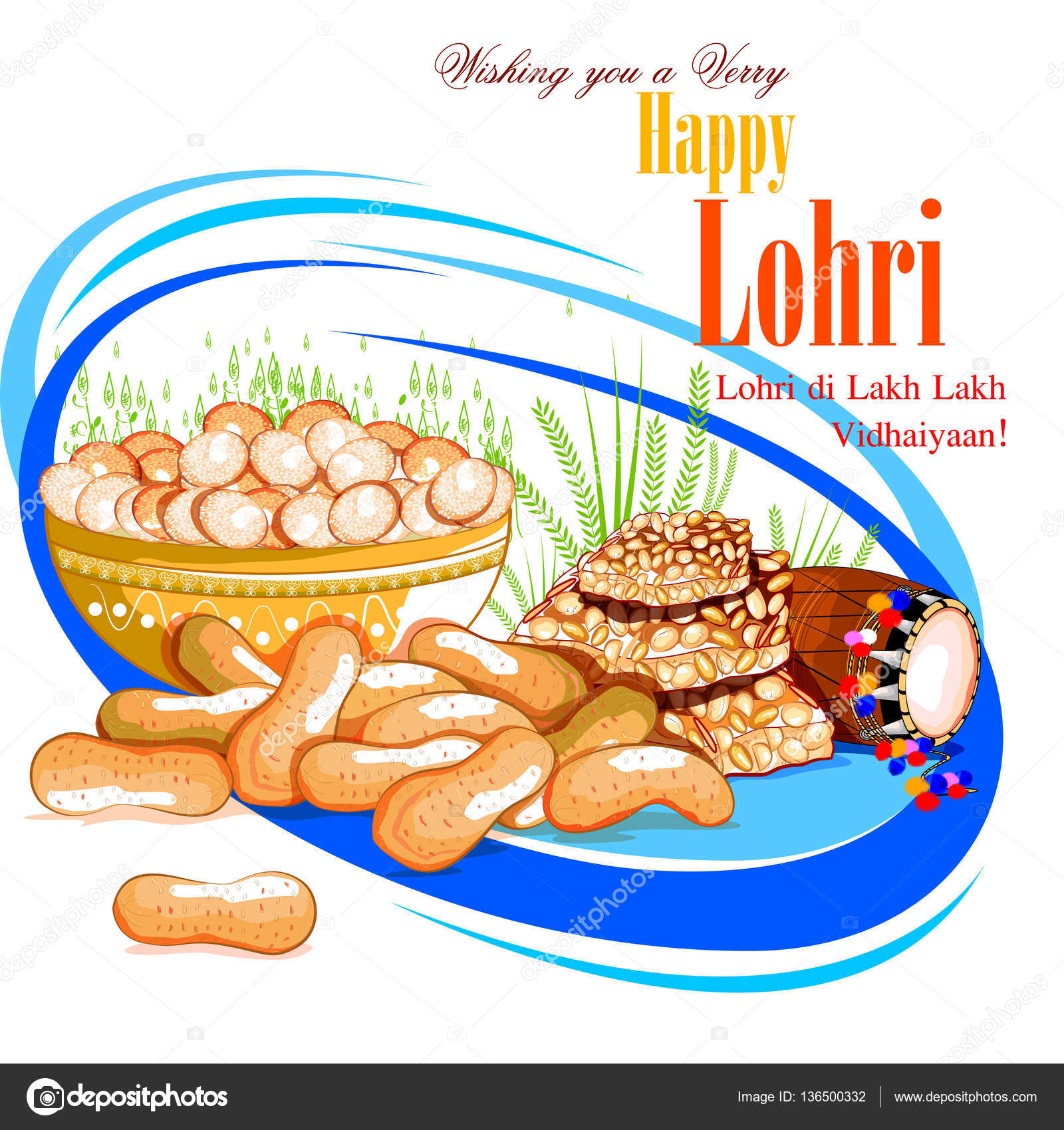 Happy Lohri festival of Punjab India background Stock Vector Image by ...