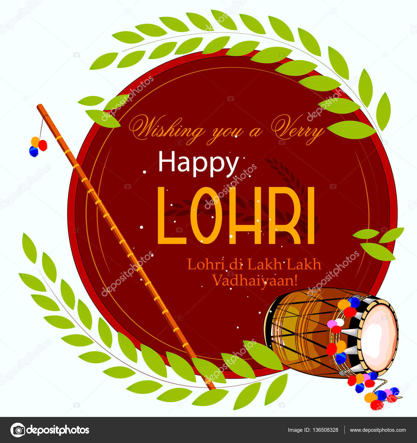 Happy Lohri festival of Punjab India background Stock Vector by ...