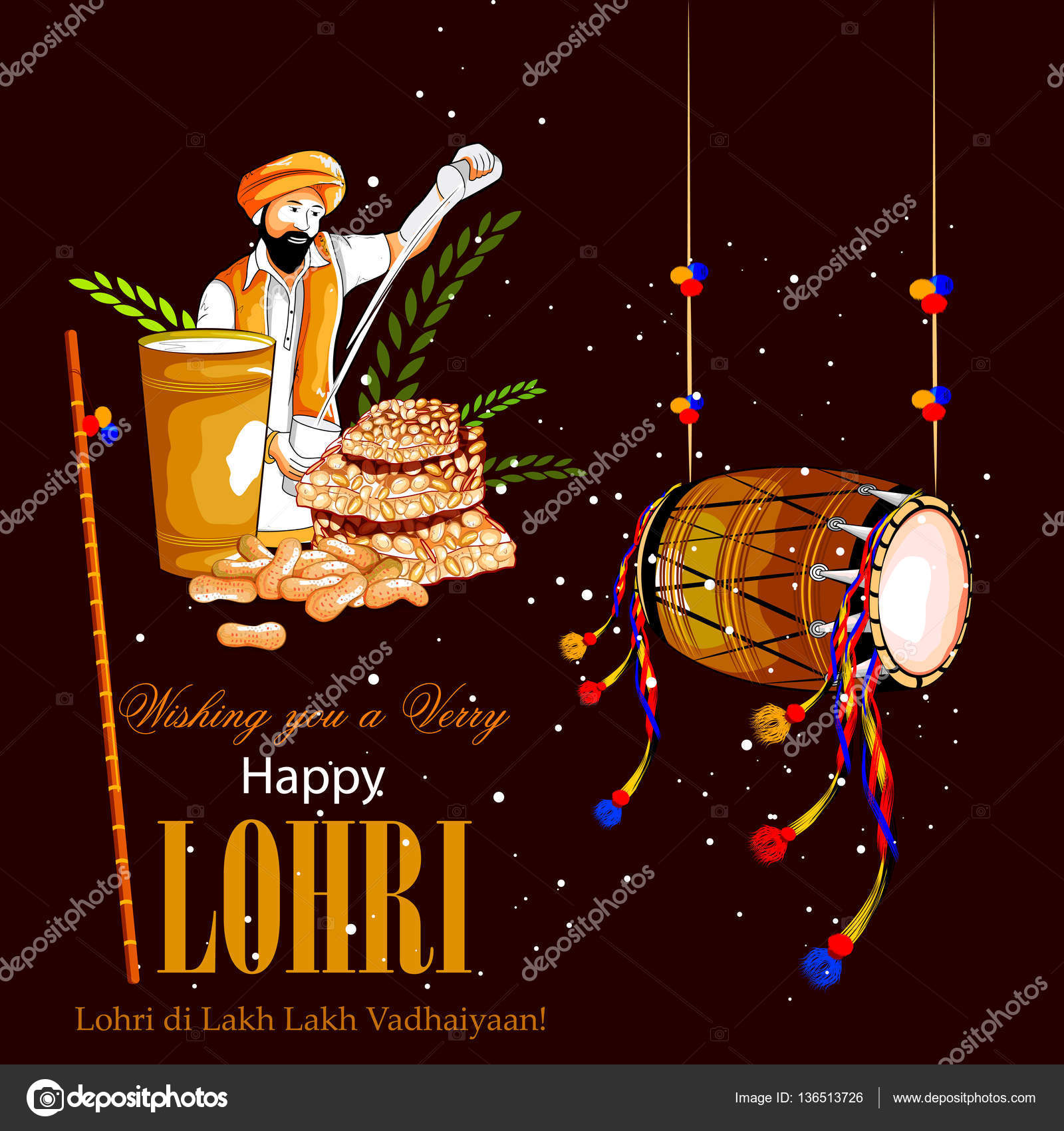 Happy Lohri festival of Punjab India background Stock Vector by ...