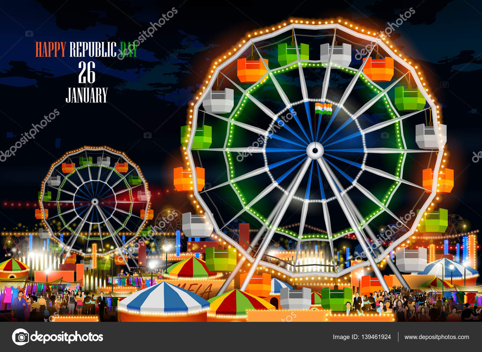 Mela Fair celebrating Indian holiday Happy Republic Day Stock Vector ...