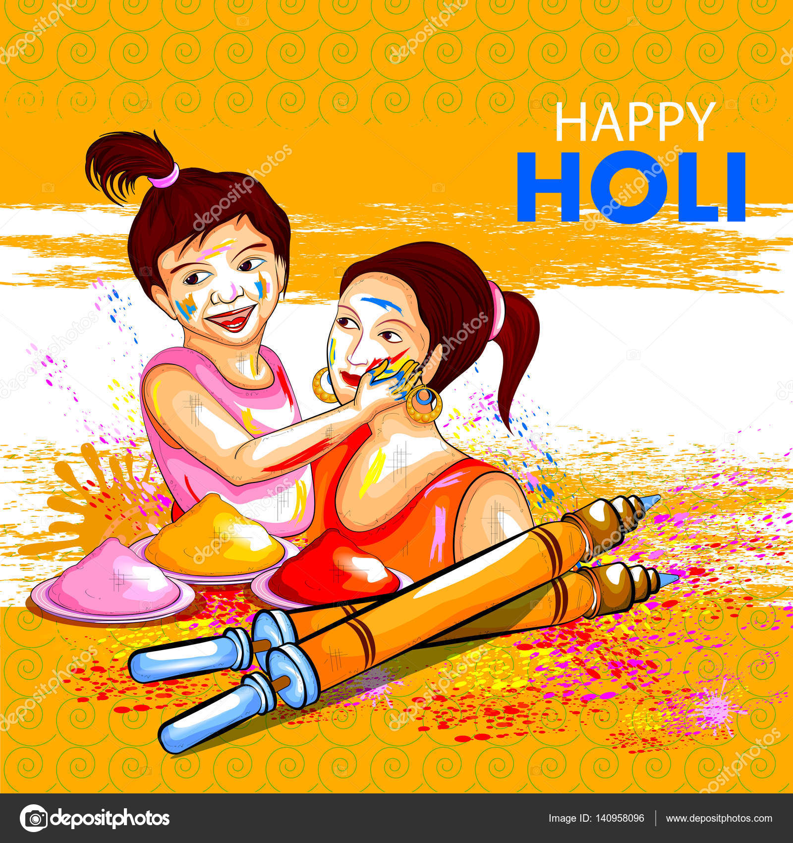 Colorful Happy Hoil background for festival of colors in India Stock ...